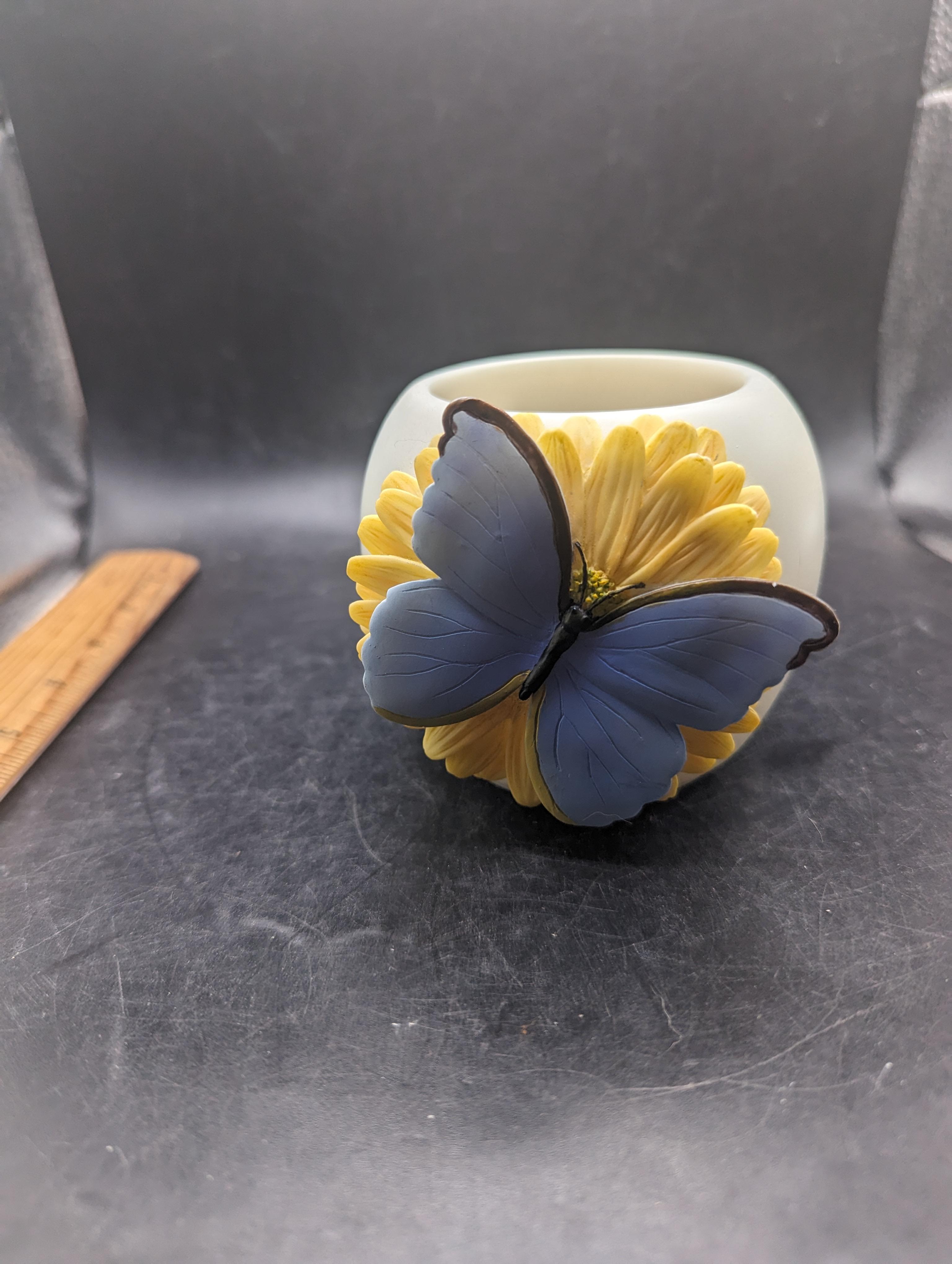 Vintage Ibis And Orchid Design Blue Butterfly and Flower Tea Light ...