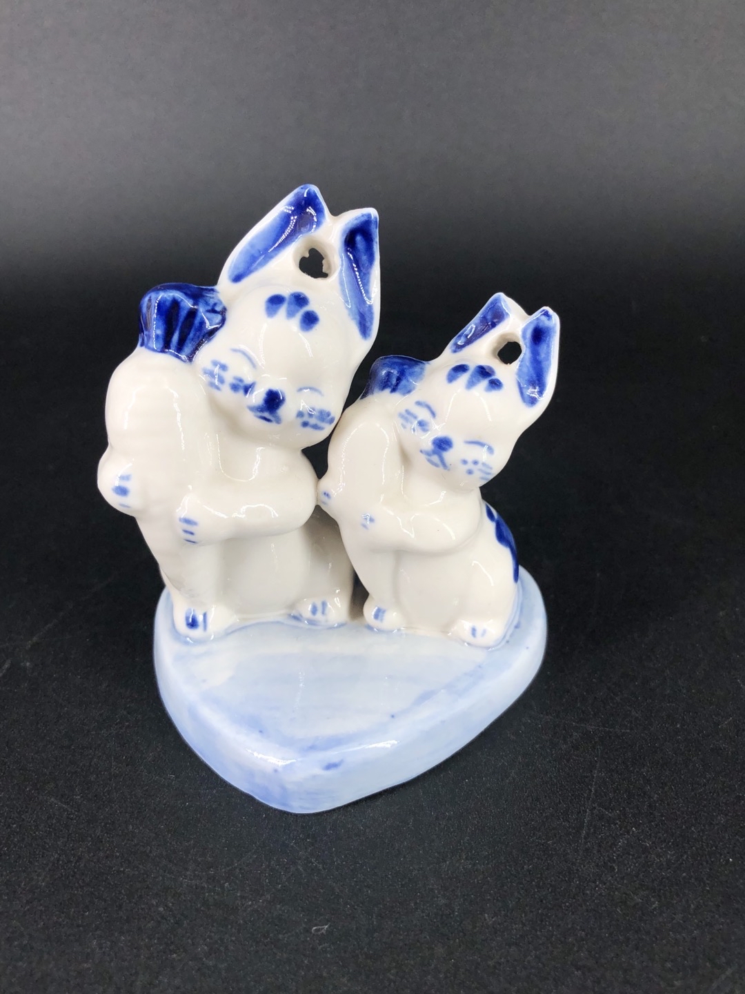 Vintage Delft Love Bunny Rabbits Figurine