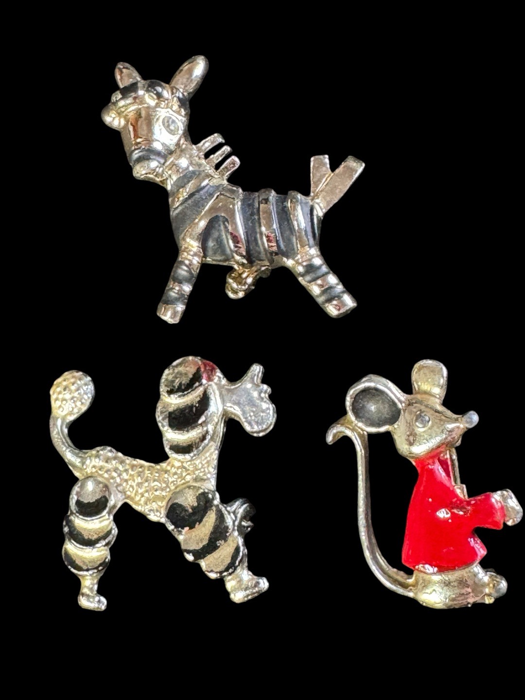 Adorable Small Enamel Animal Brooch Lot Of 3