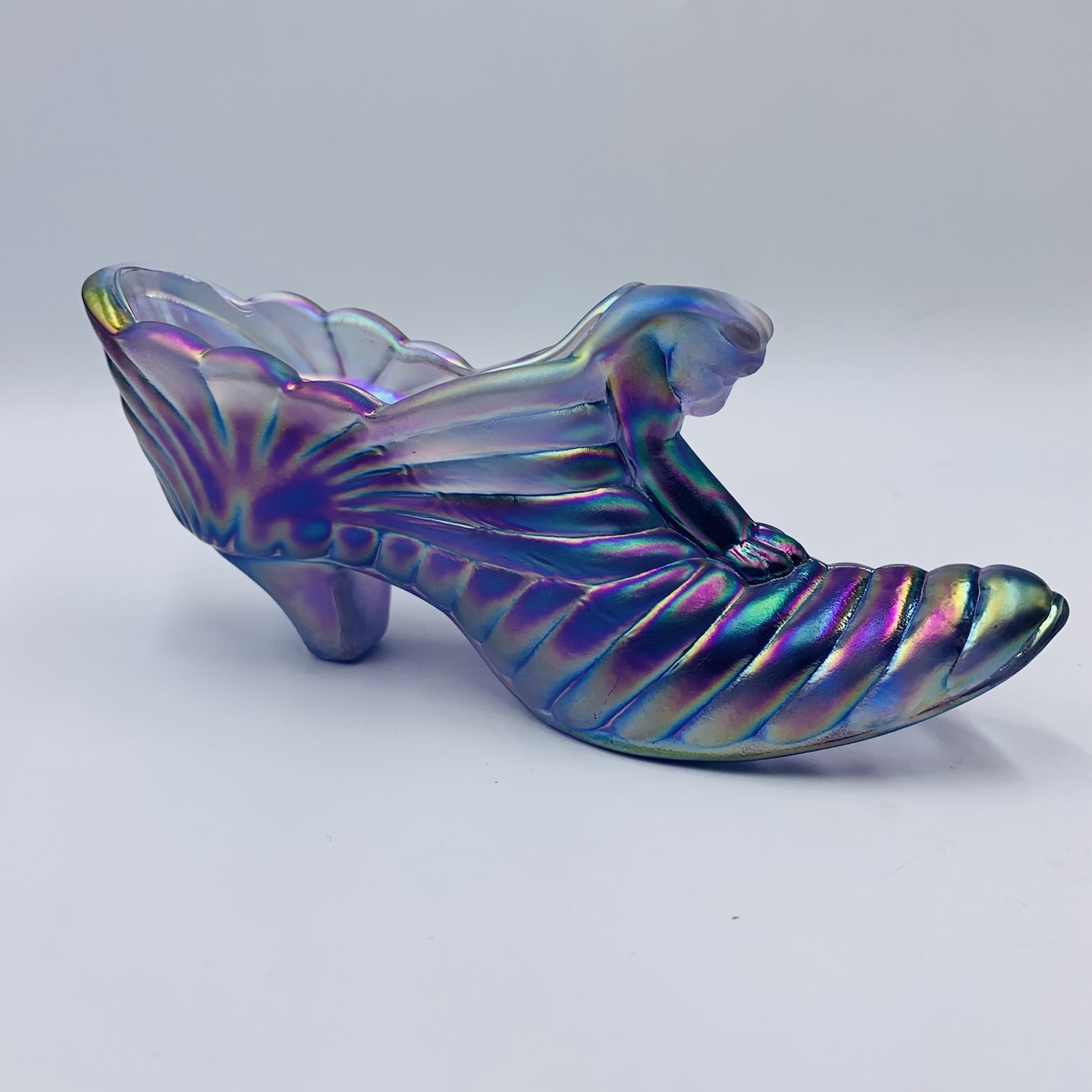 03. Fenton Purple Iridescent Shoe Slipper With Cat