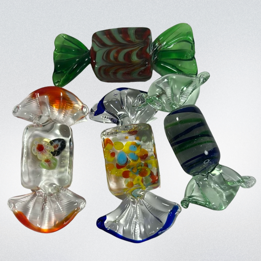 0001. Four Art Glass Candies