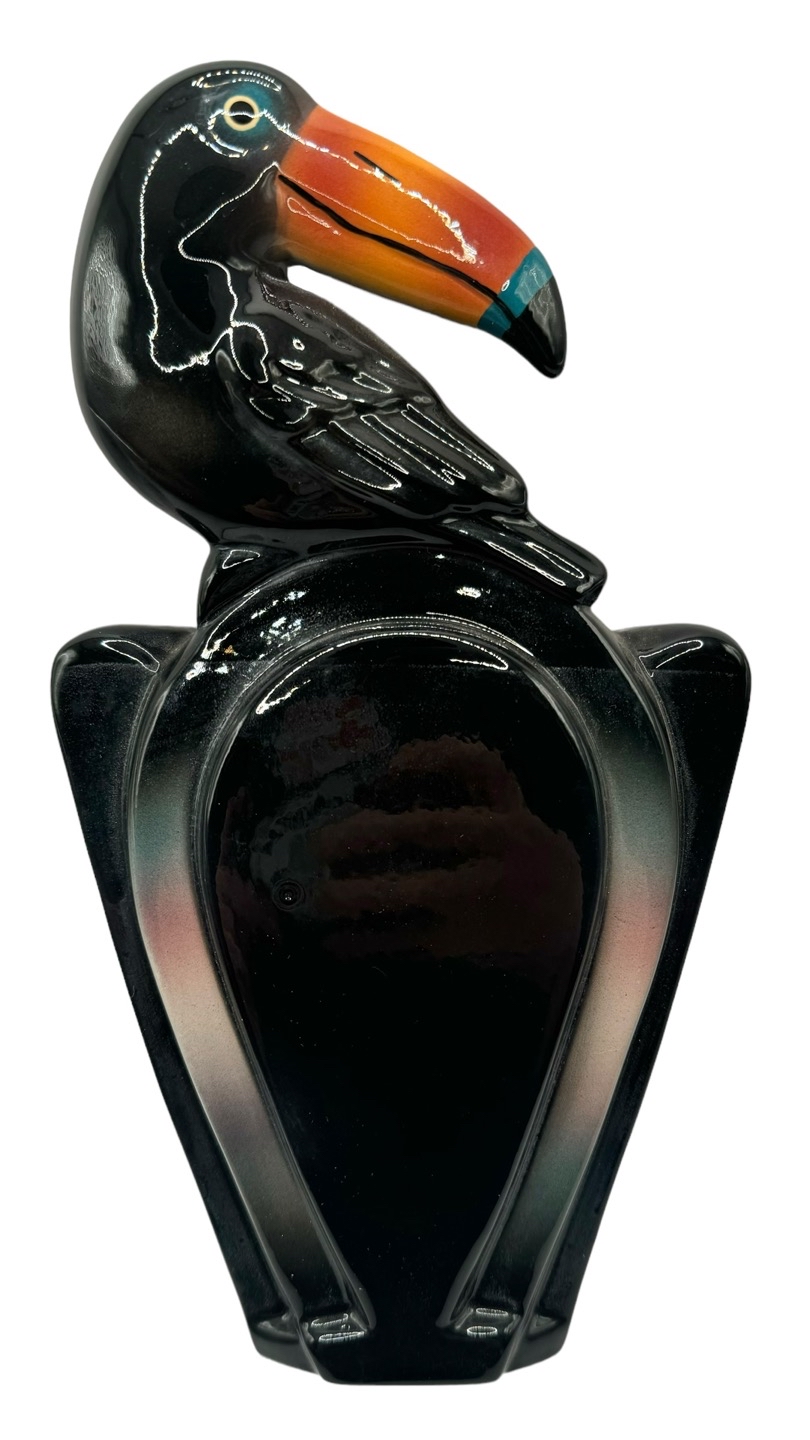 009 Vintage Ceramic Pottery Toucan Bird Vase Planter 10”