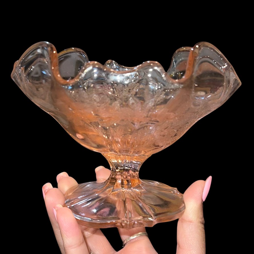Pink Depression Glass Compote Dugan?
