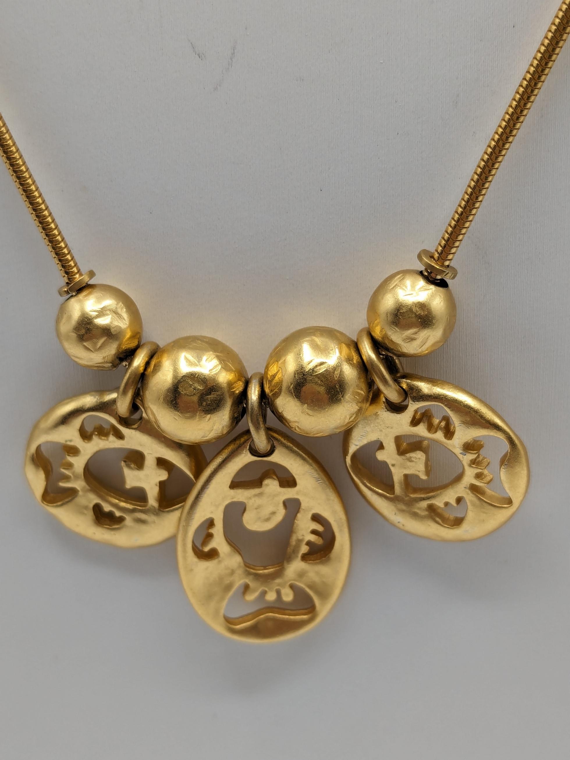 Vintage Anne Klein Fish Necklace Gold Tone Signed