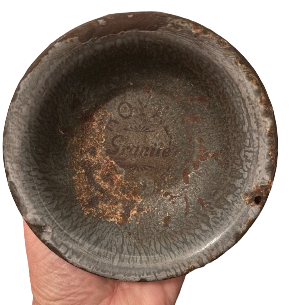Vintage Older Than Dirt Rusty Crusty Granite Bowl