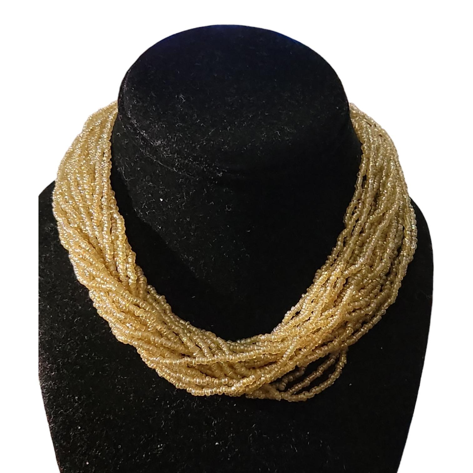 Vintage Glass Seed Torsad Necklace 20 Strand