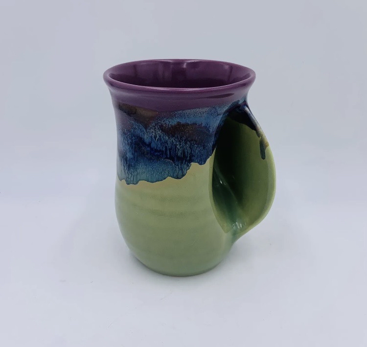 Neher Art Pottery Hug Hand Warmer Mug Right Handed Oregon Artist PNW