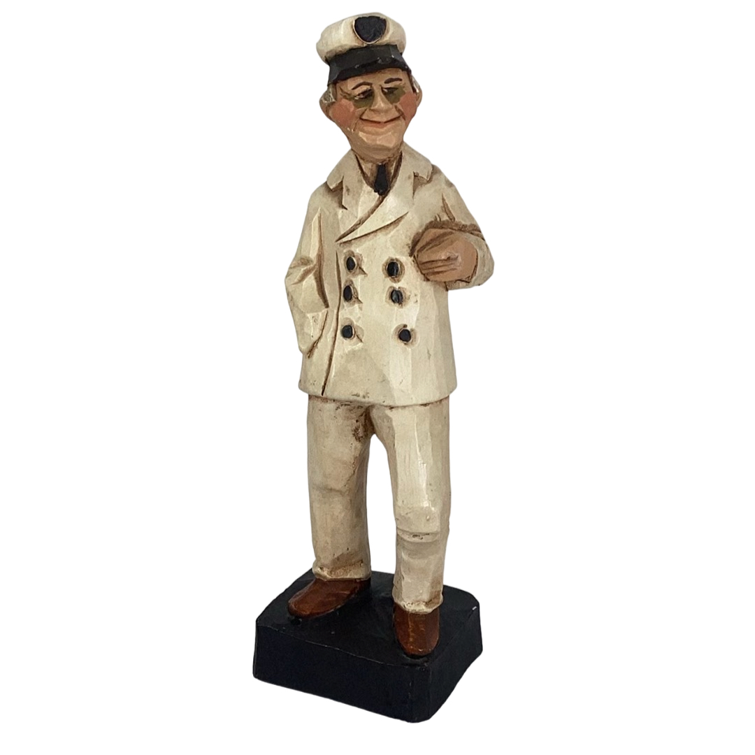 Hand Carved Wooden Sea Captain Nautical Man Figure