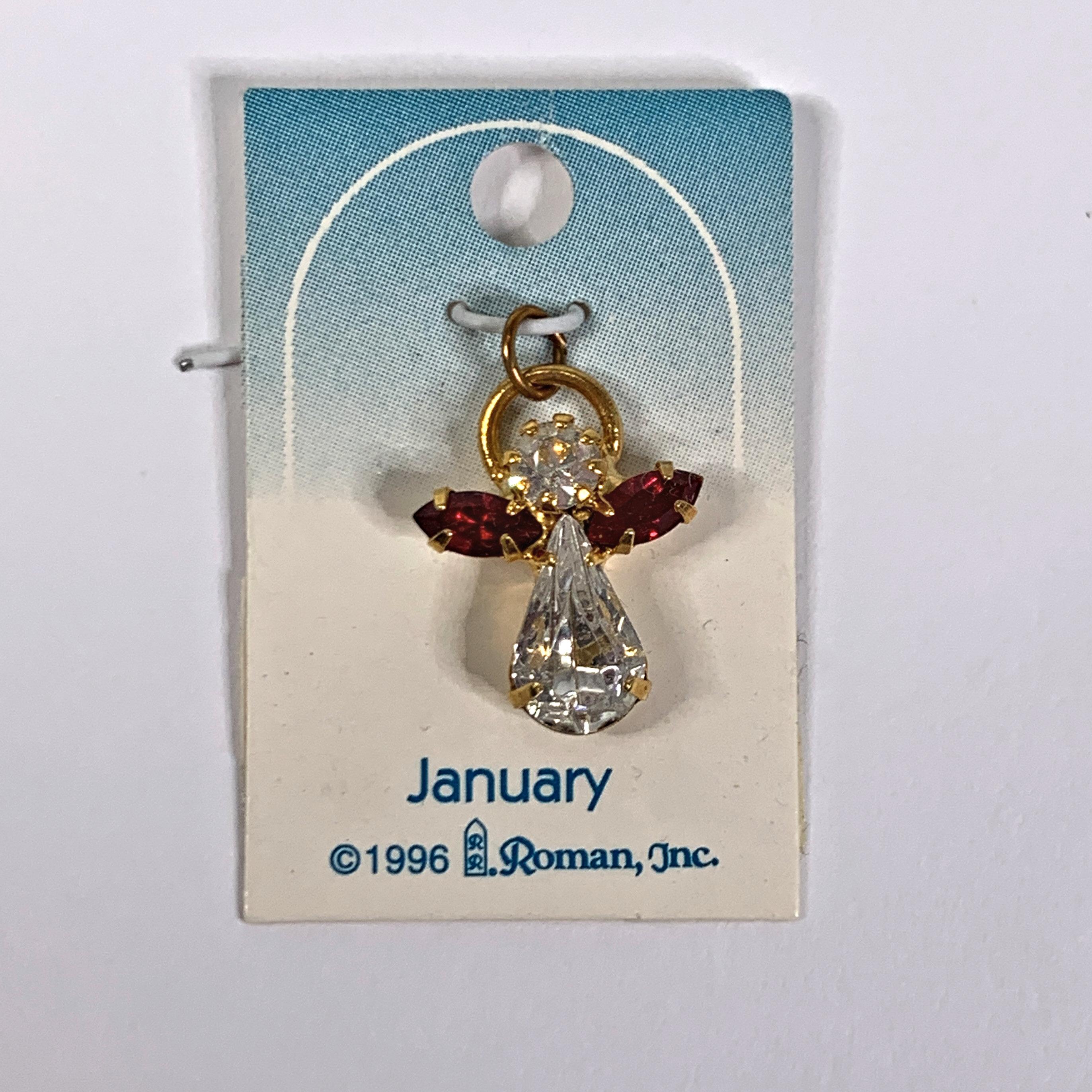 NOS January Birthstone Angel Charm Pendant Rhinestone Roman Inc 1996 ...