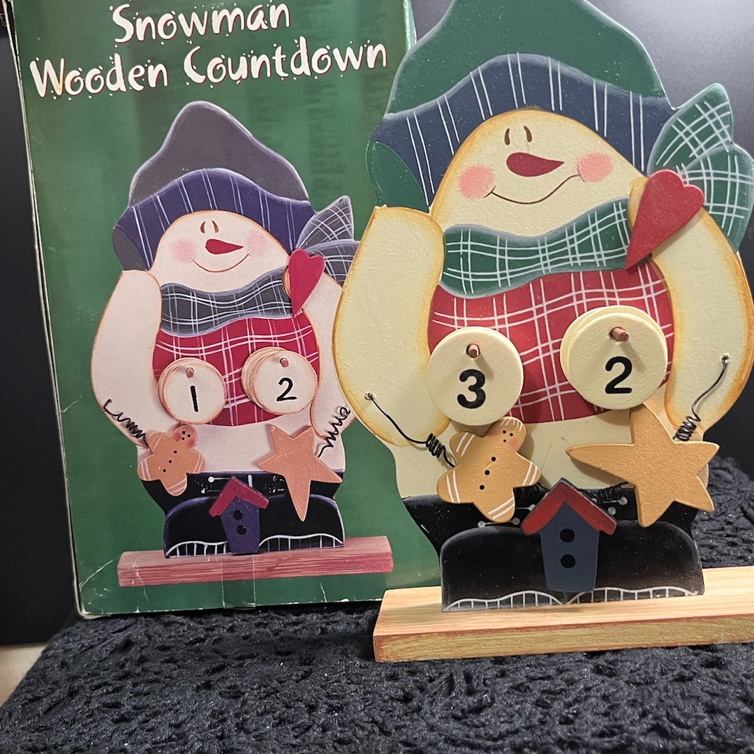 Wooden Derpy Looking Snowman- Advent