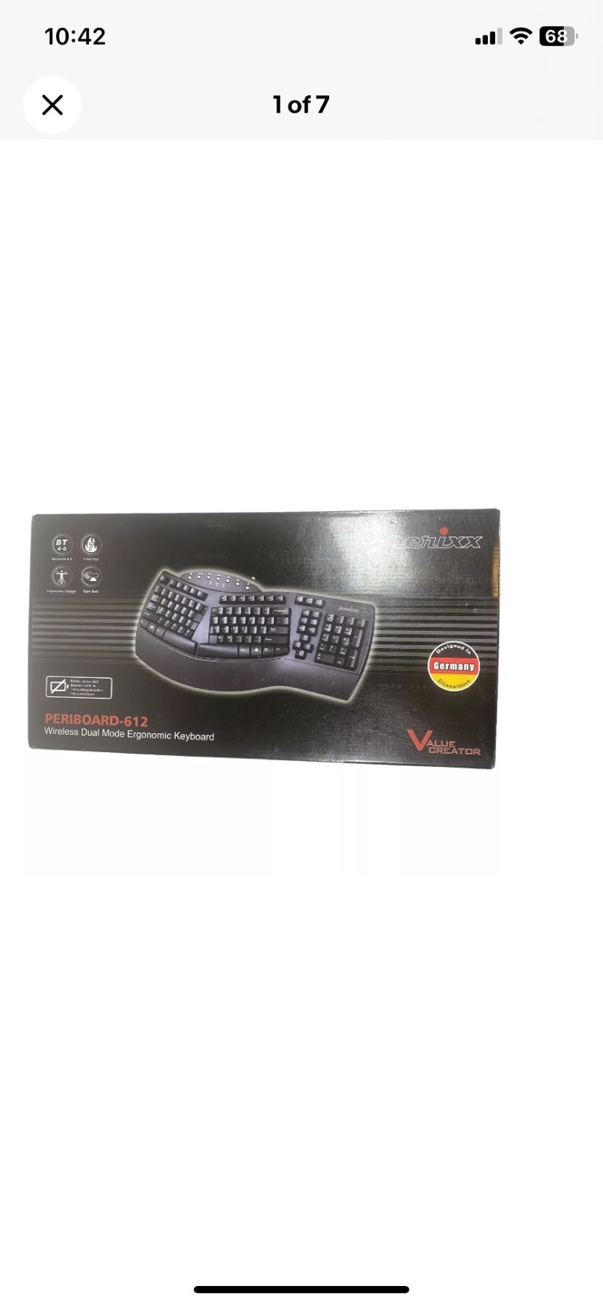 Perixx PERIBOARD-612 Dual Mode Wireless Ergonomic Split Keyboard Win Or ...