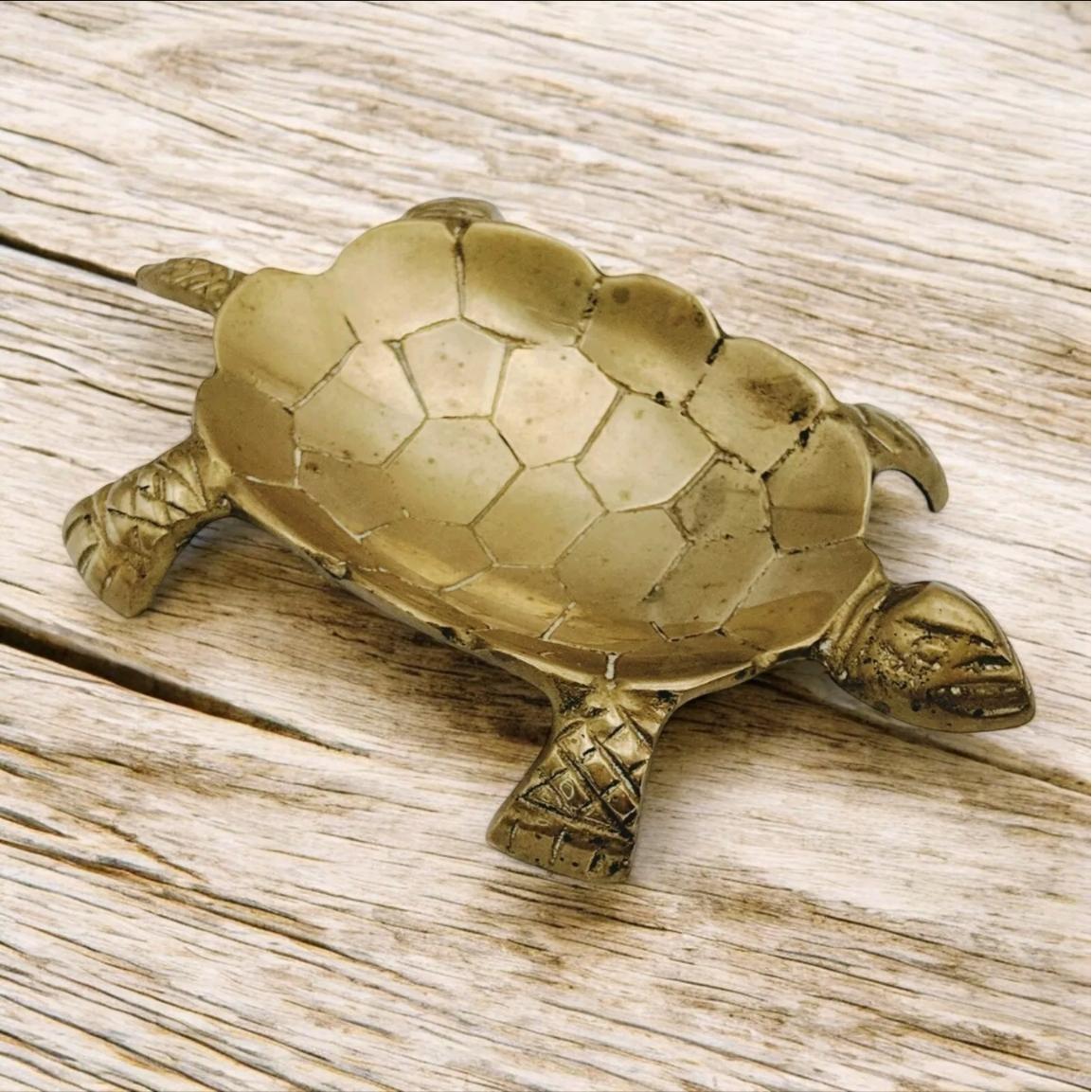 Brass Sea Turtle Tortoise Reptile Coin Jewelry Trinket Candy Dish Ash ...