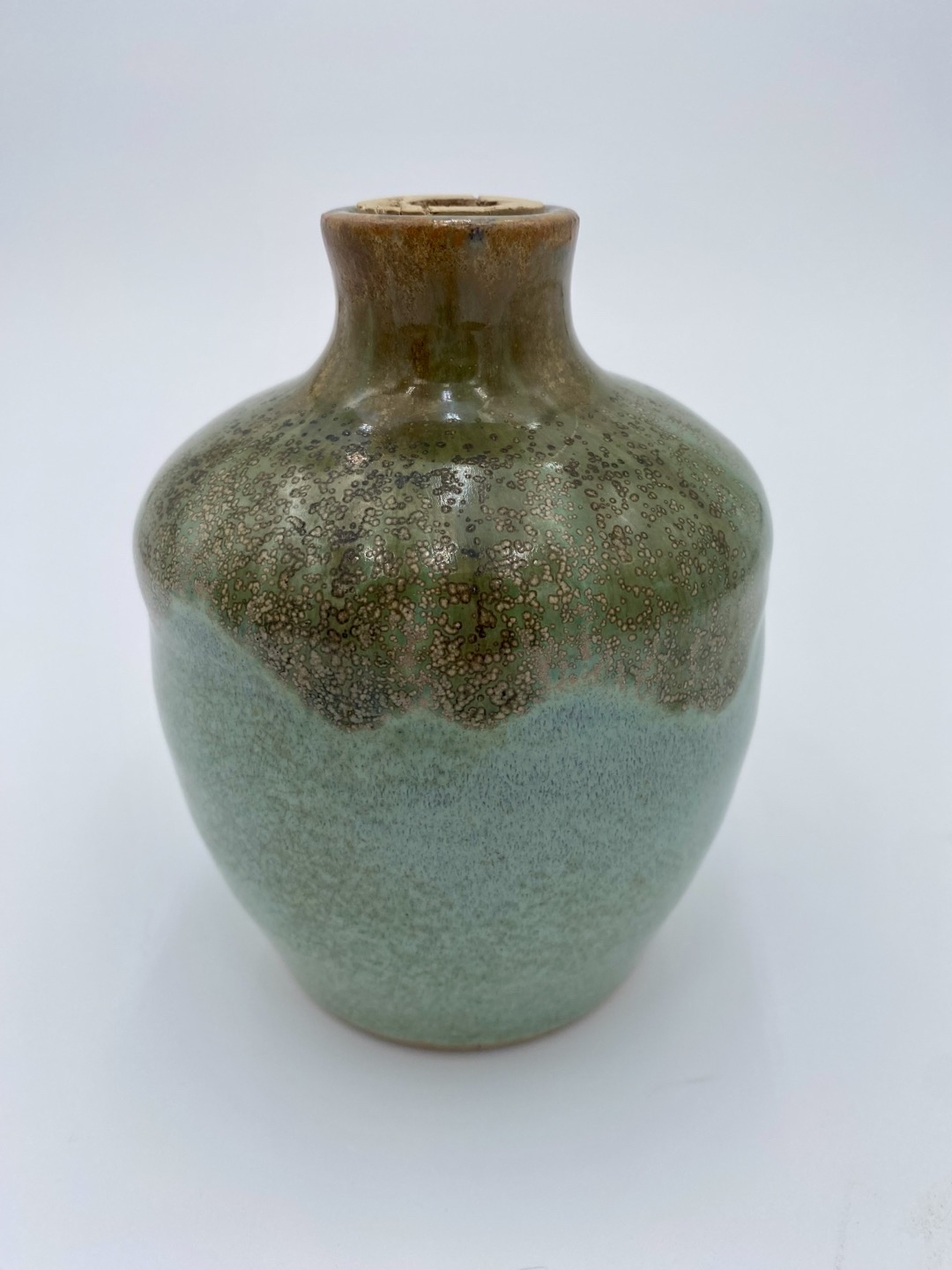 Pigeon River Pottery Vase, Drip Glaze, Tiffany Blue/Mint/Gold; signed D ...