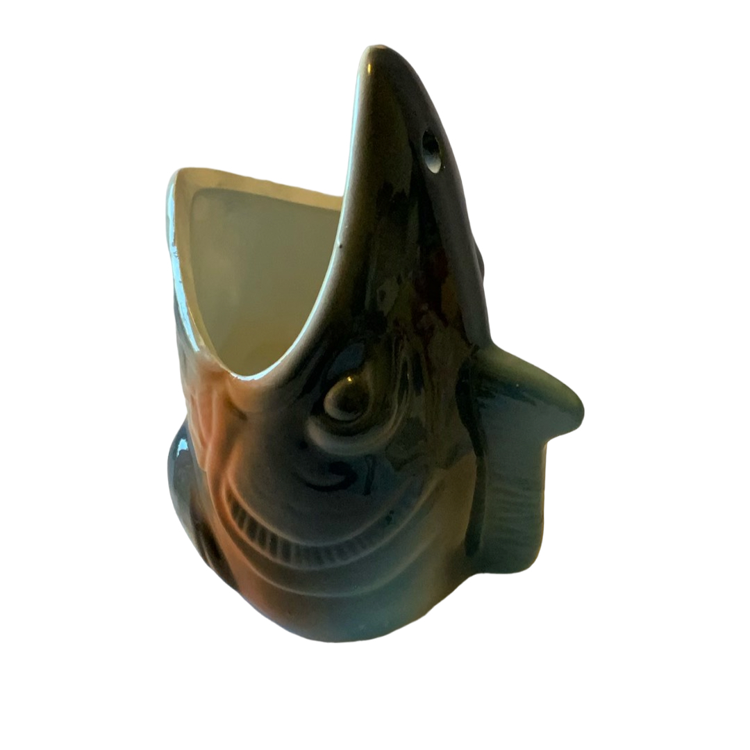 Fish Or Shark With Fin Shaped Pottery Vase Or Planter