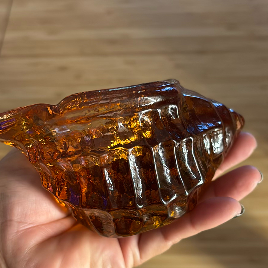 Fire & Light Glass Conch Shell Tea Light in Copper GLOWS!