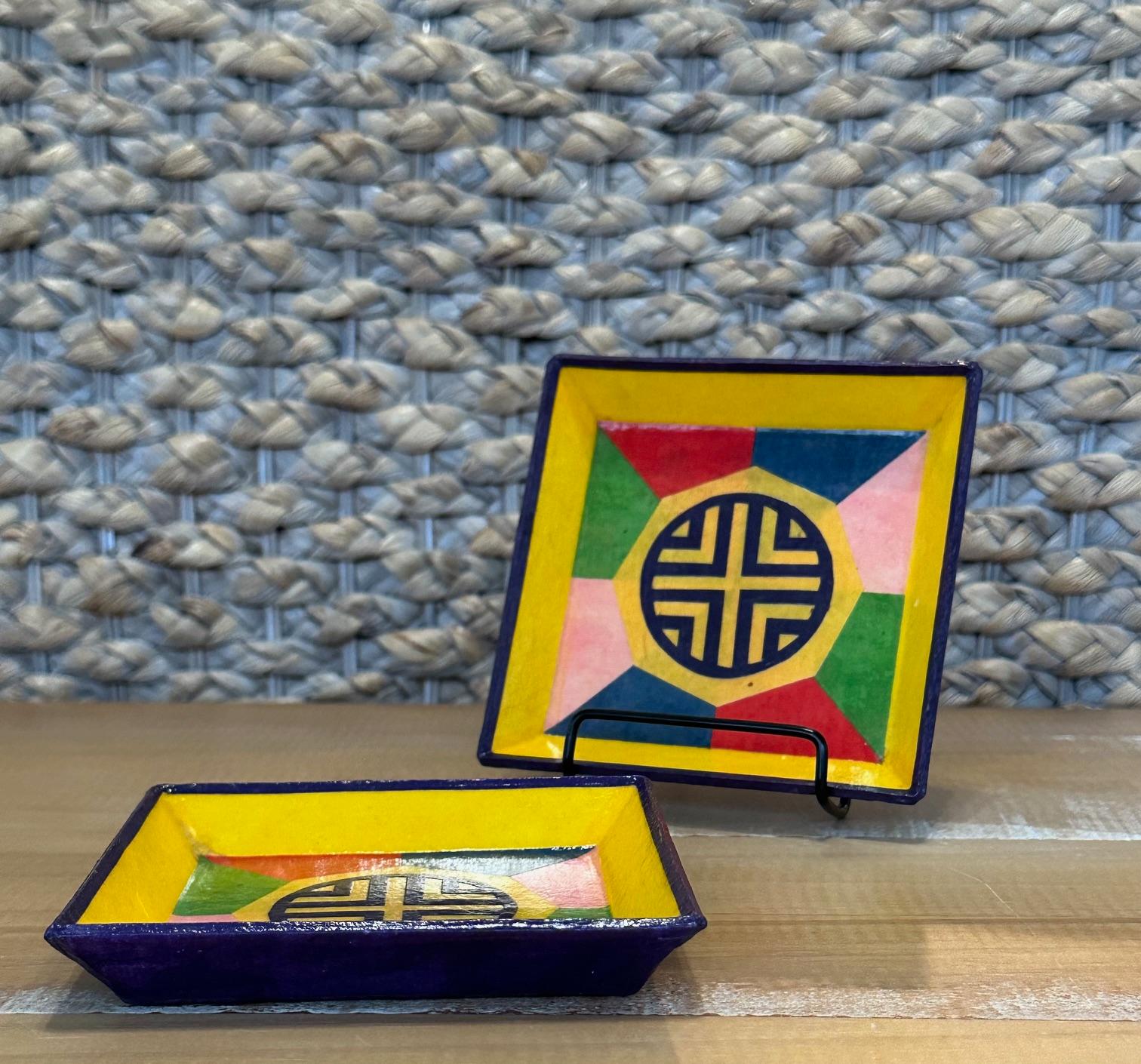Set Of 2 Asian Colorful Lacquered Trays First Anniversary Paper Anniversary set-of-2-asian-colorful-lacquered-trays-first-anniversary-paper-anniversary