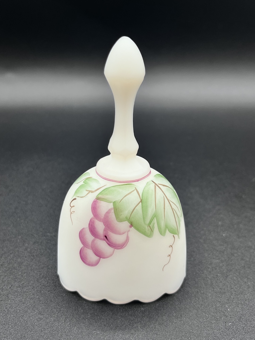 Small Fenton Custard Hand Painted Bell 5.5”🍇