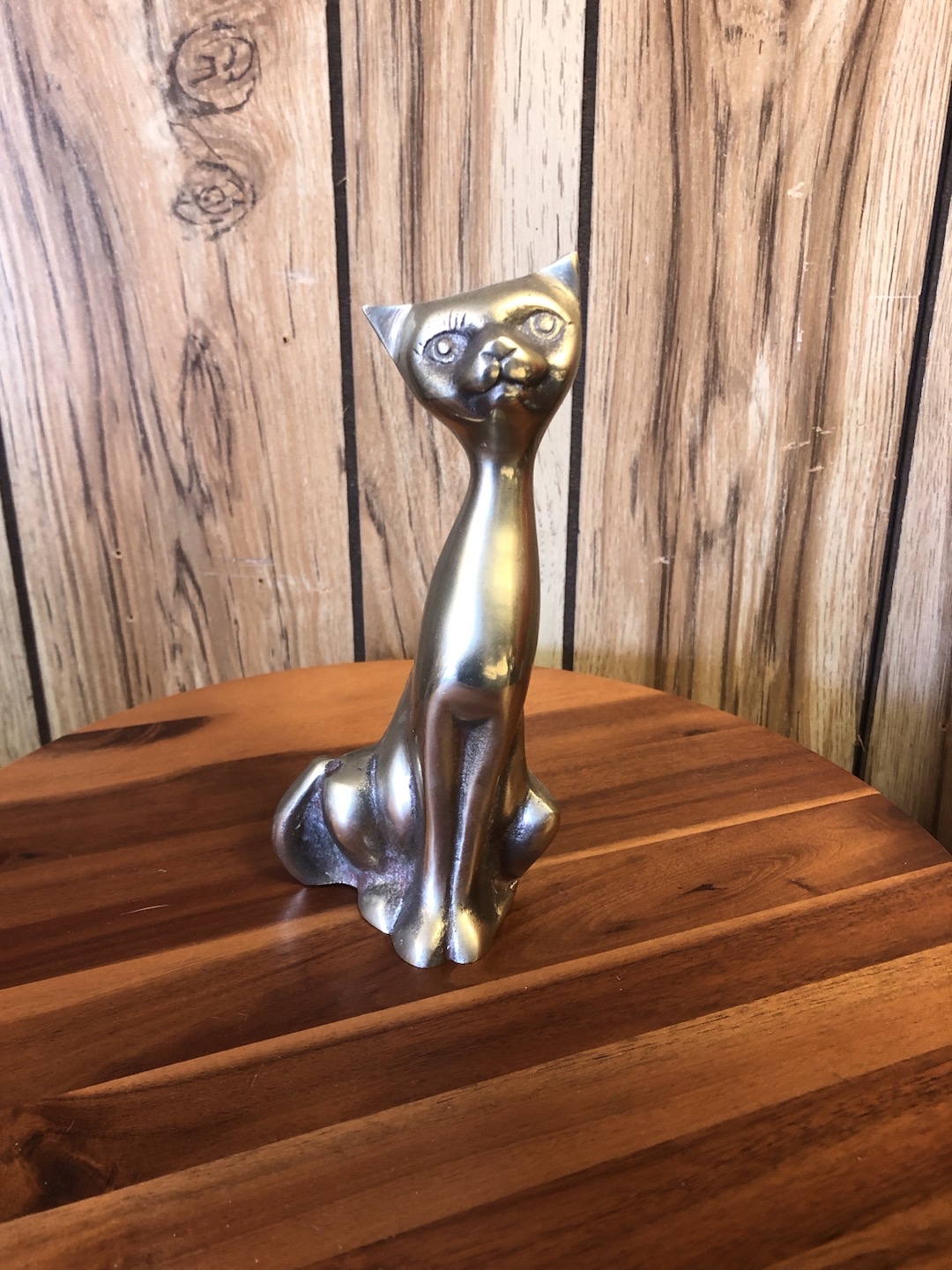 Brass Long Neck Cat Figurine