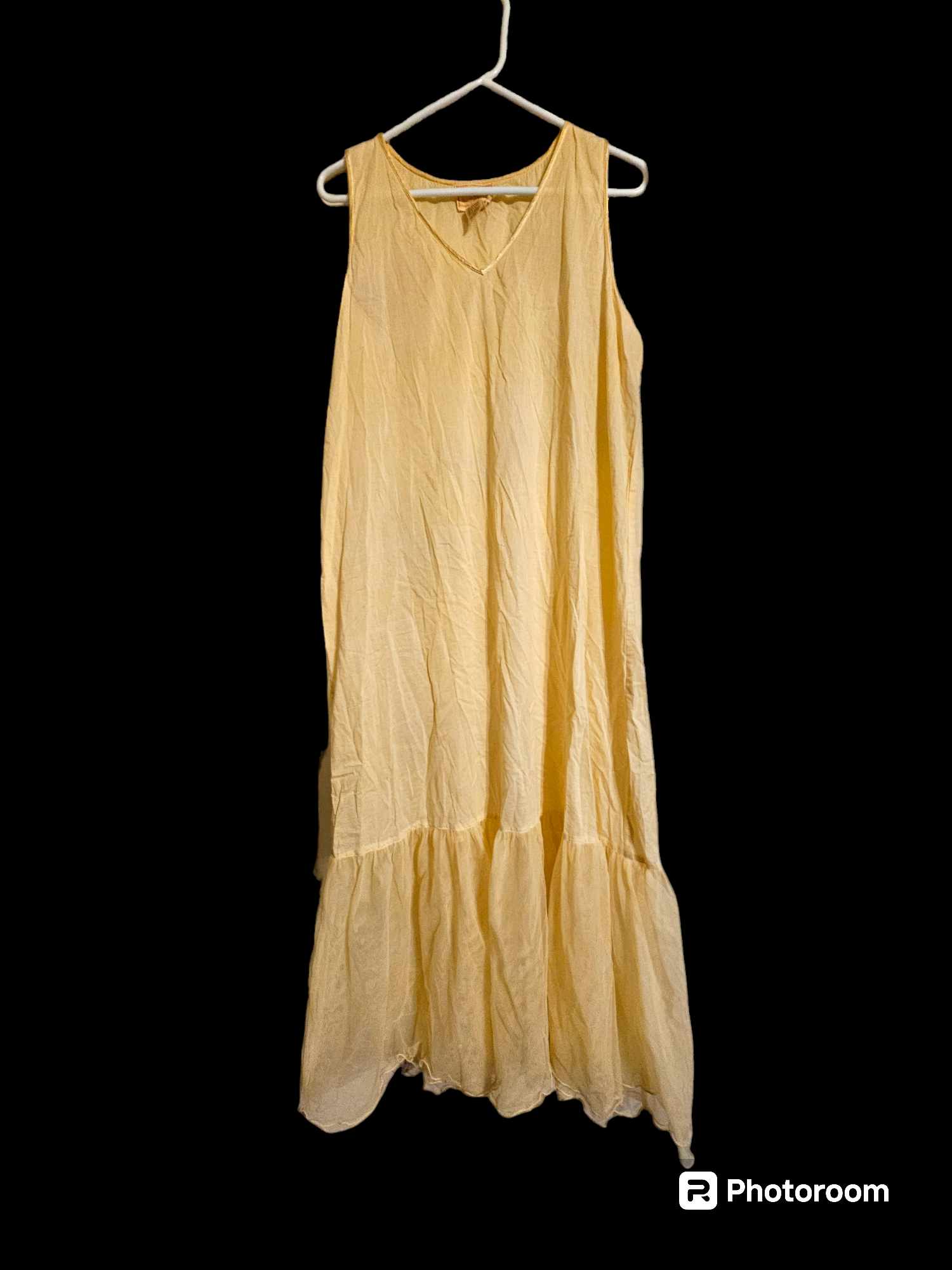 90s Yellow Whimsy Fairycore Ruffle Bottom Dress