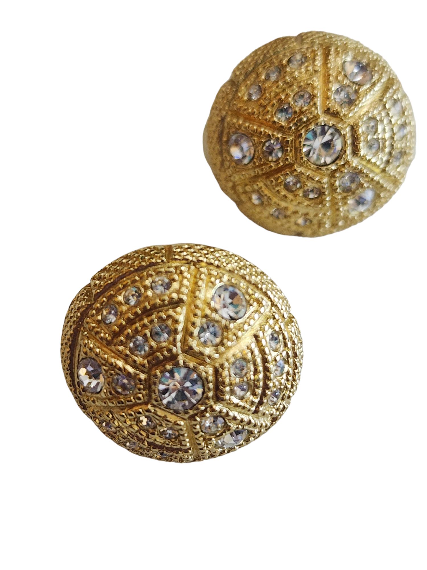 Vintage Christian Dior Rhinestone Button Clip Earrings (A1734)