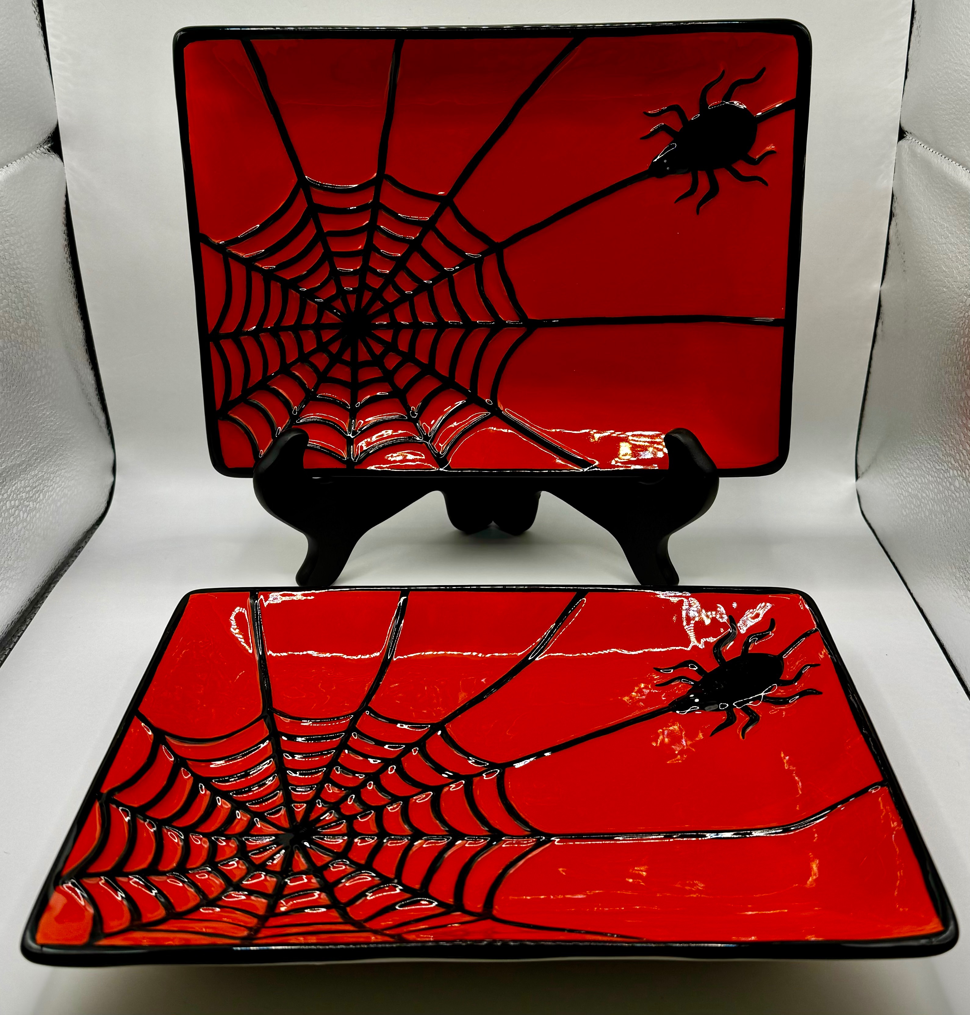 Vintage Halloween Spider Web Candy Dish Ceramic Plates, Set of 2 ...