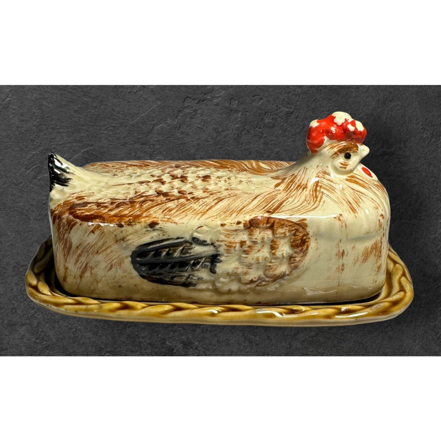 Vintage Rossini Hen On Nest Chicken Butter Dish EX Ceramic Made in Japan
