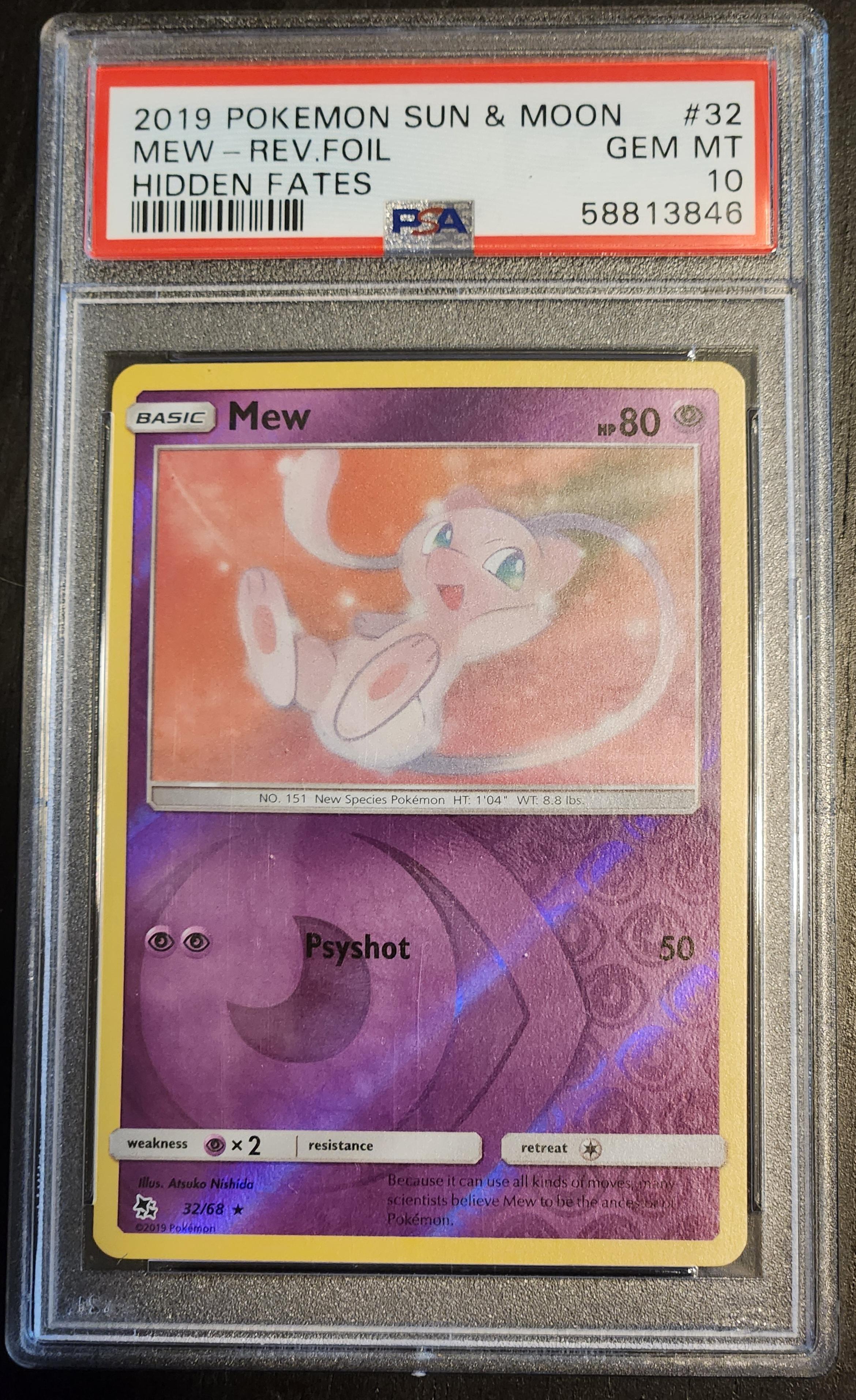 Pokemon Hidden Fates Mew Reverse Foil PSA 10