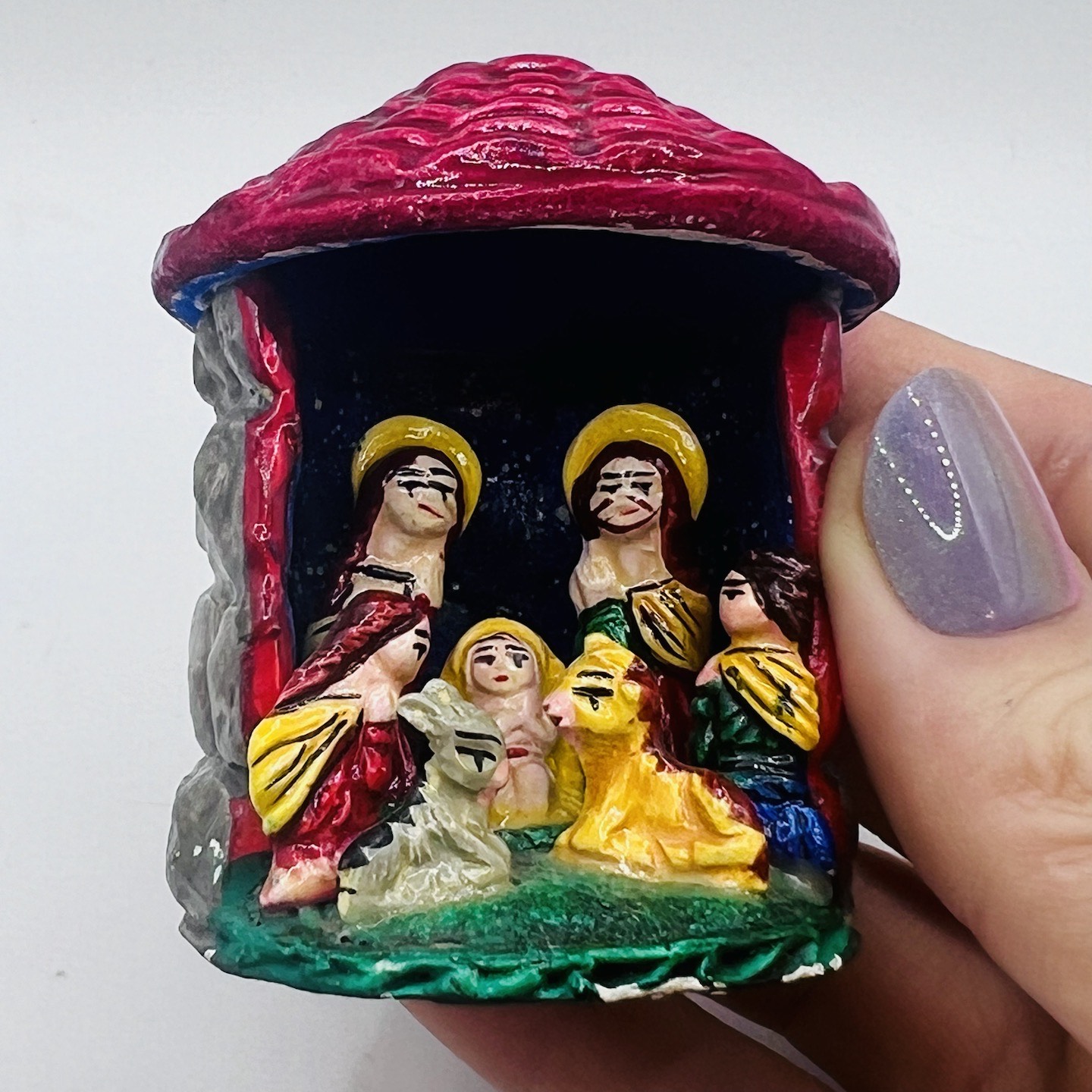 Mini Paper Mache Folk Art Peruvian? Nativity 2.5”
