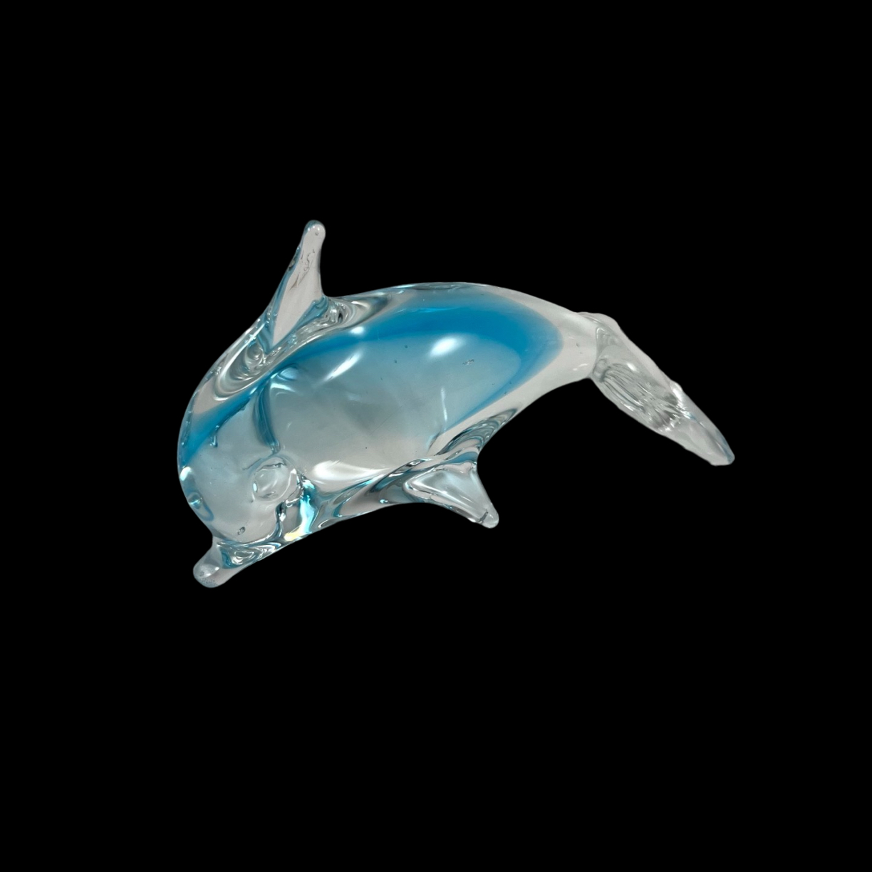 Light Blue Glass Dolphin Mini Paperweight Figurine