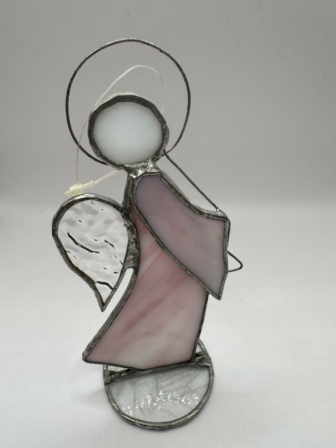 Stained Glass Pink Angel Figurine