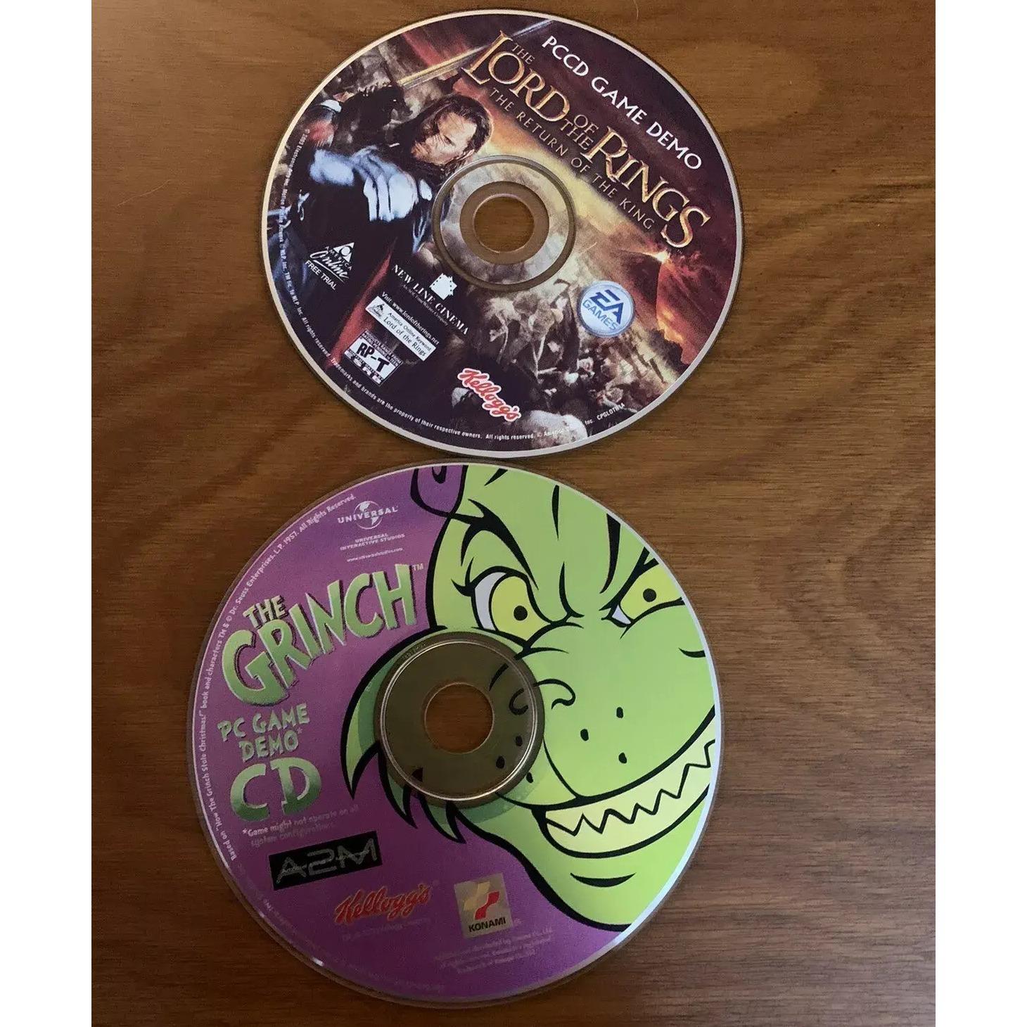 2 PC Demo Game Discs 2000/2003 The Grinch The Lord Of The Rings