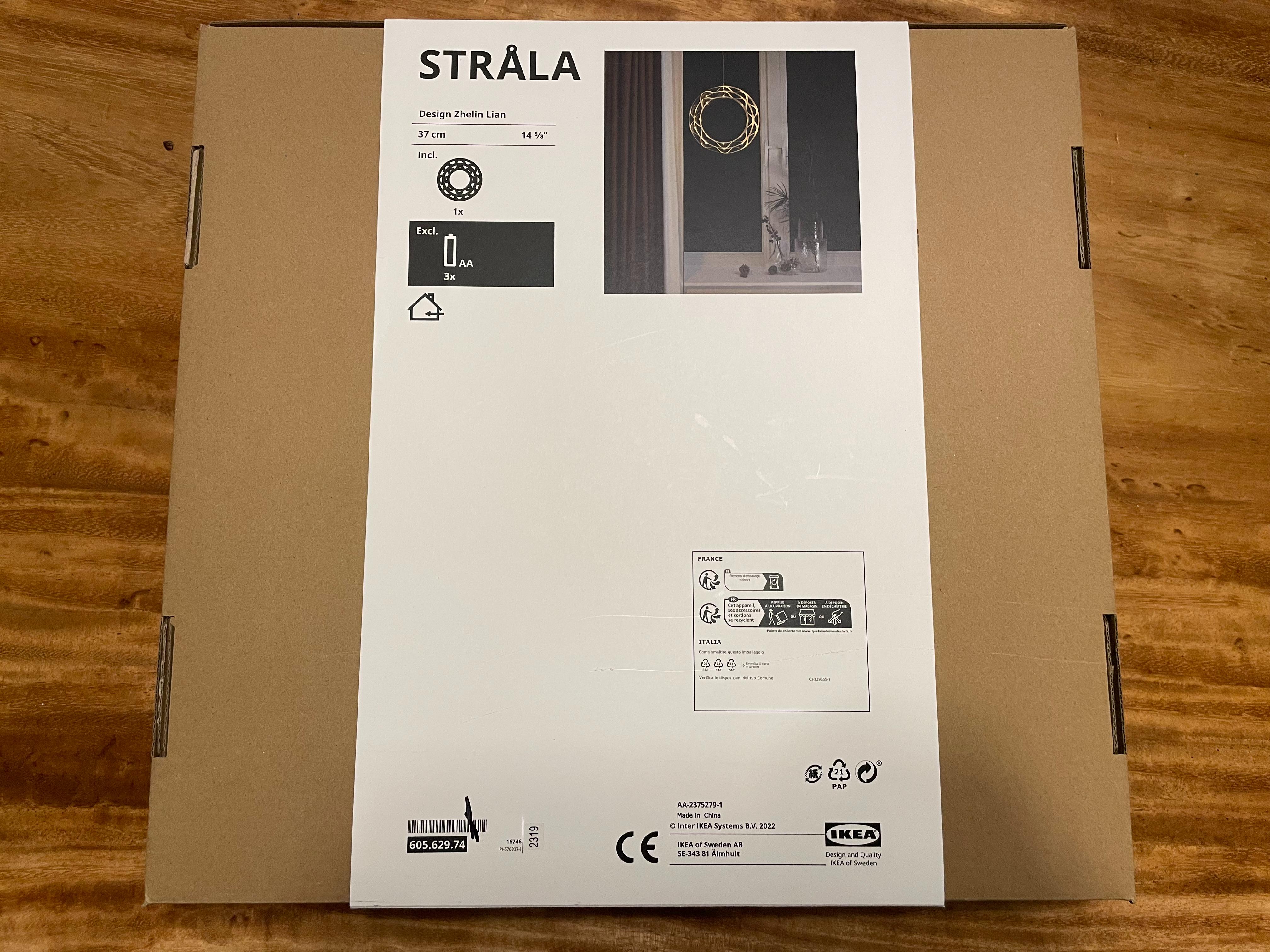 IKEA STRALA Led Pendant Lamp Ring Shaped White Wreath 15" New 605.629.74