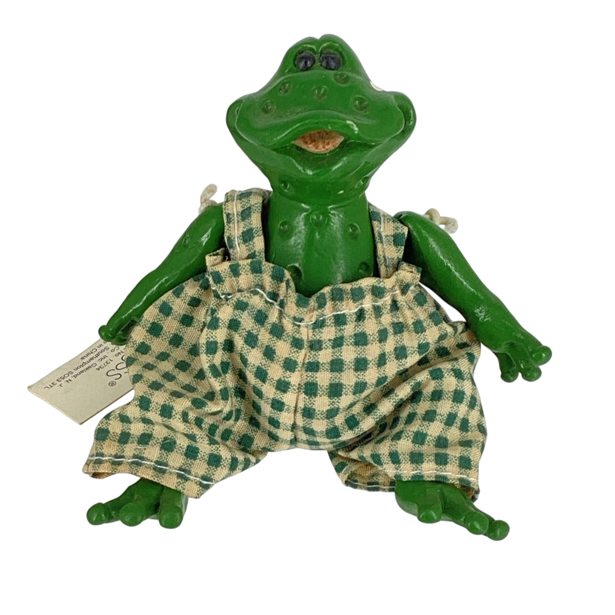 Russ Berrie Ceramic Jointed Country Frog Sitter Figurine