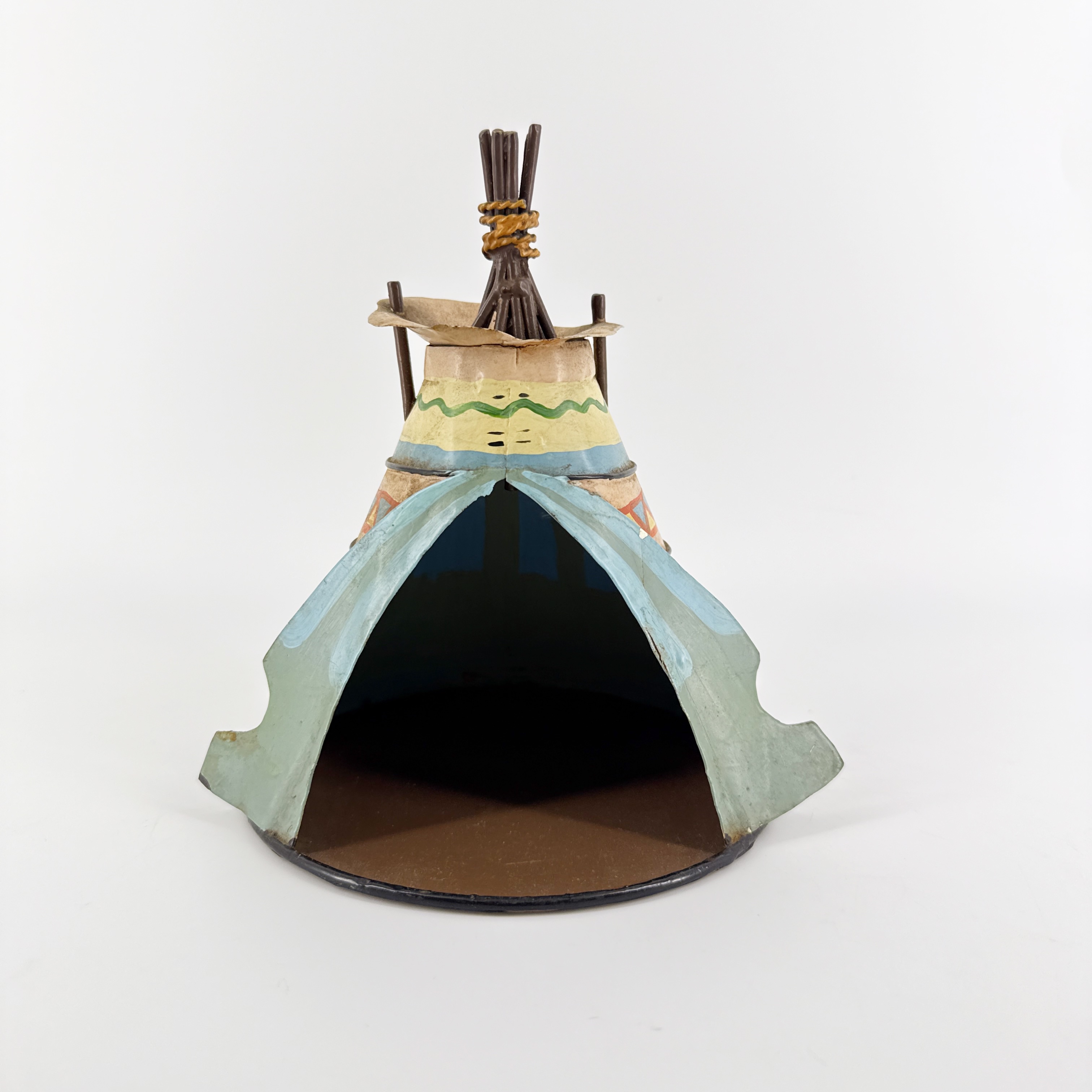 Hand Painted Metal TeePee Native American Village Decor