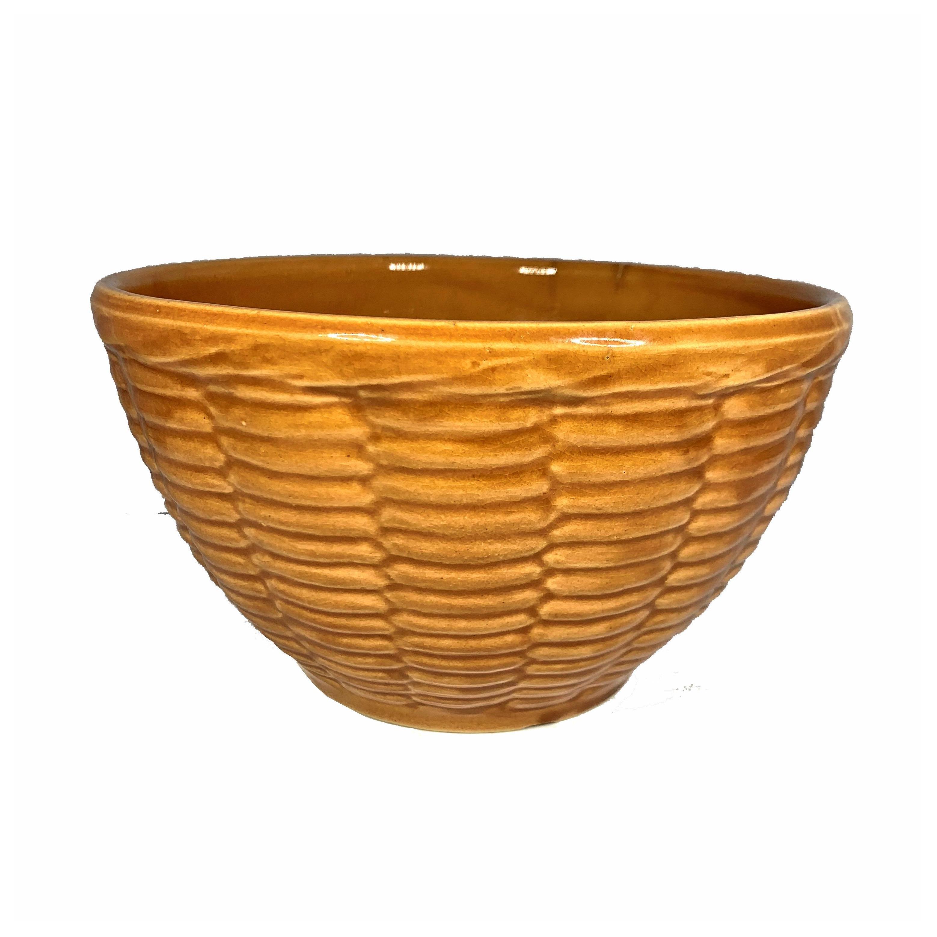 Heirloom Stoneware Ceramic Mixing Bowl Basket Weave Made USA Farmhouse ...