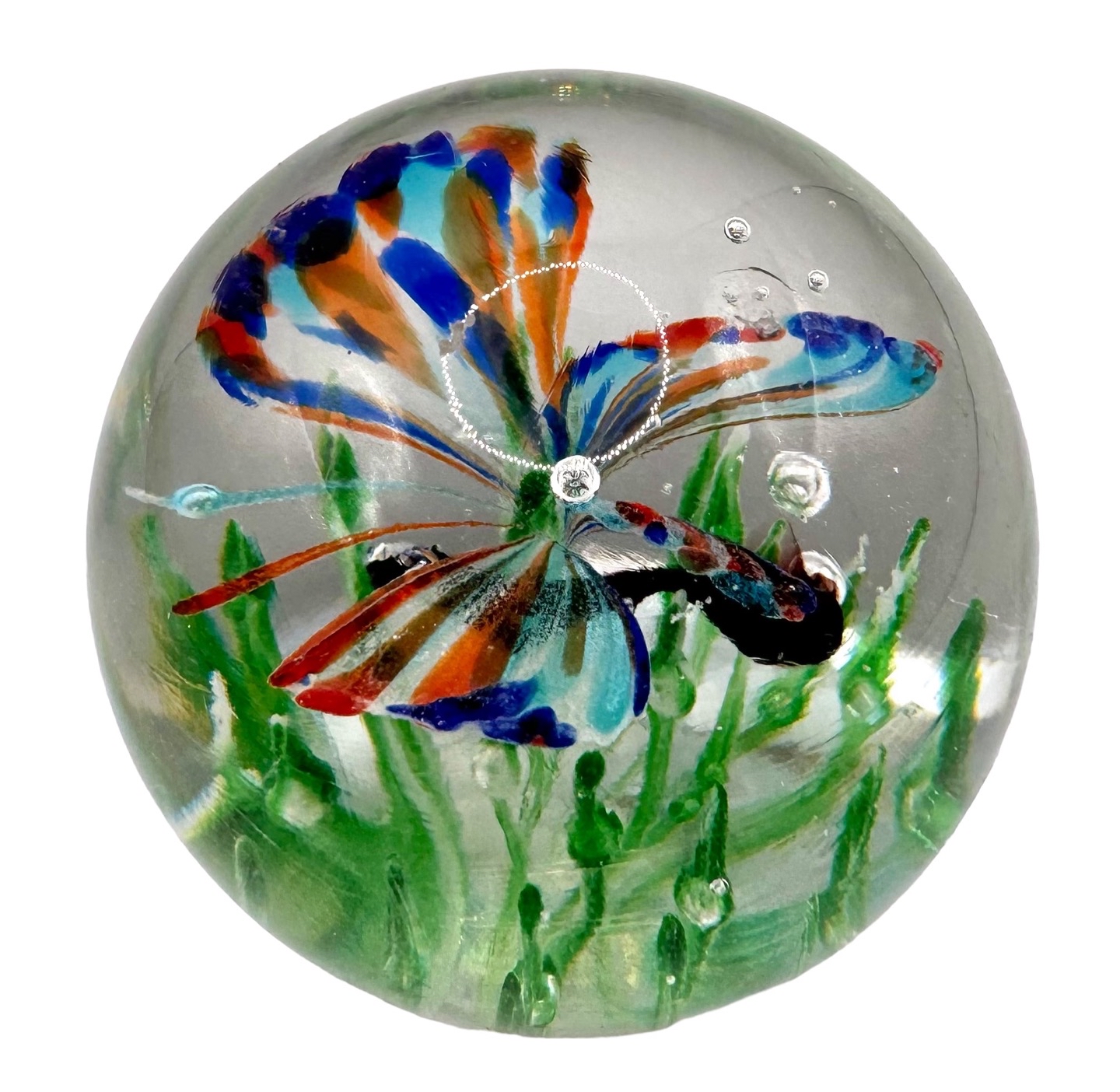 018 Art Glass Butterfly Paperweight Dynasty Gallery 2.25”