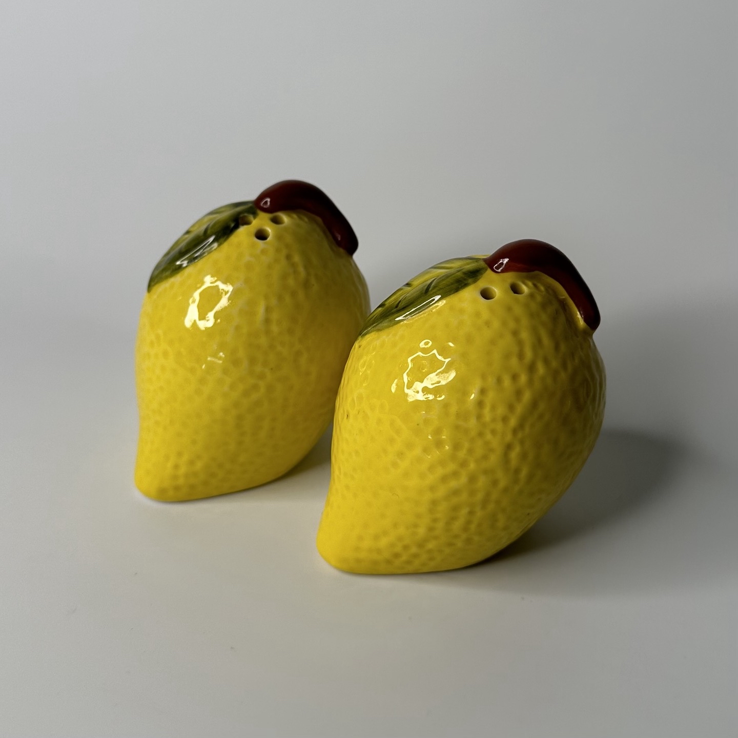 Lemon Salt & Pepper Shakers Set Ceramic Yellow
