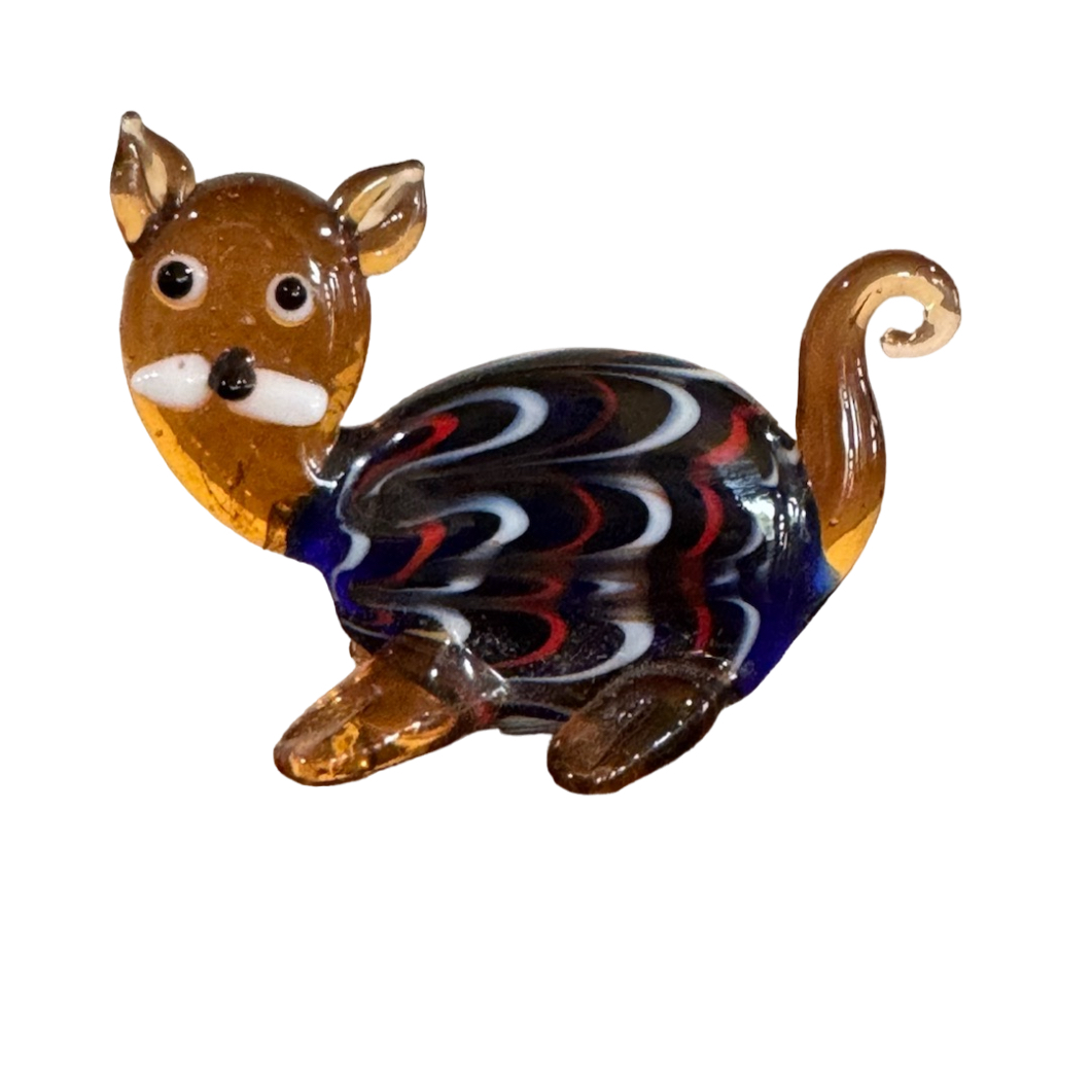 Clear Glass Cat Figurine Hand Blown Cat Animals