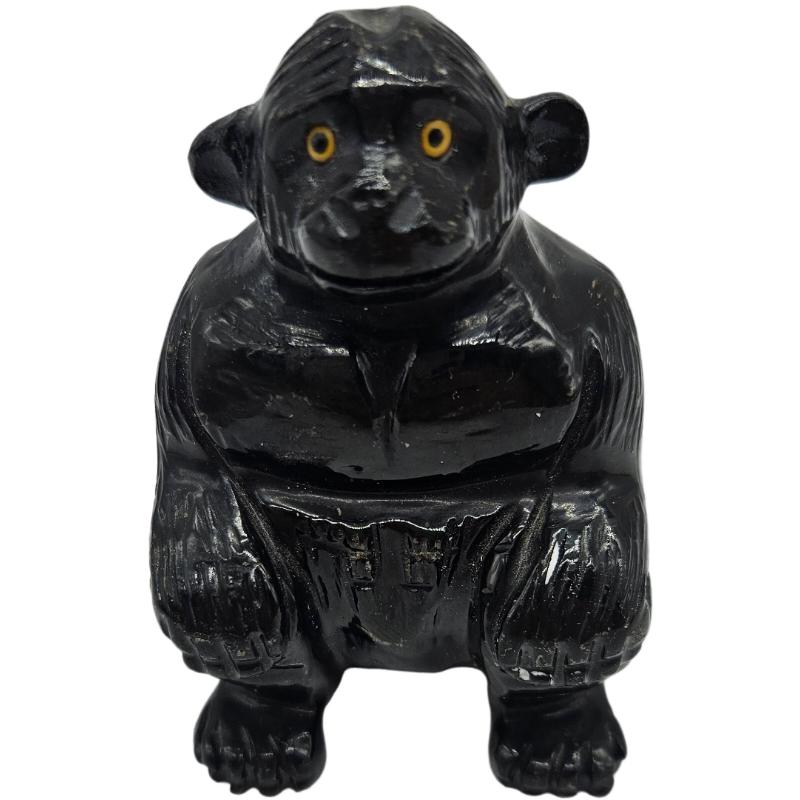 Black Carved Primate Figurine