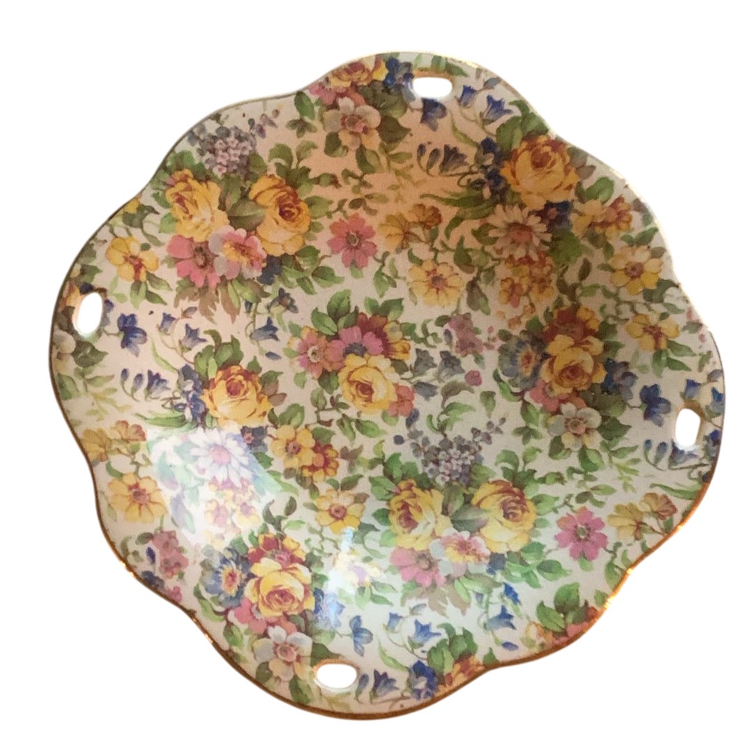Royal Winton Grimwades Summertime Pattern Chintz Footed Candy/Compote Dish