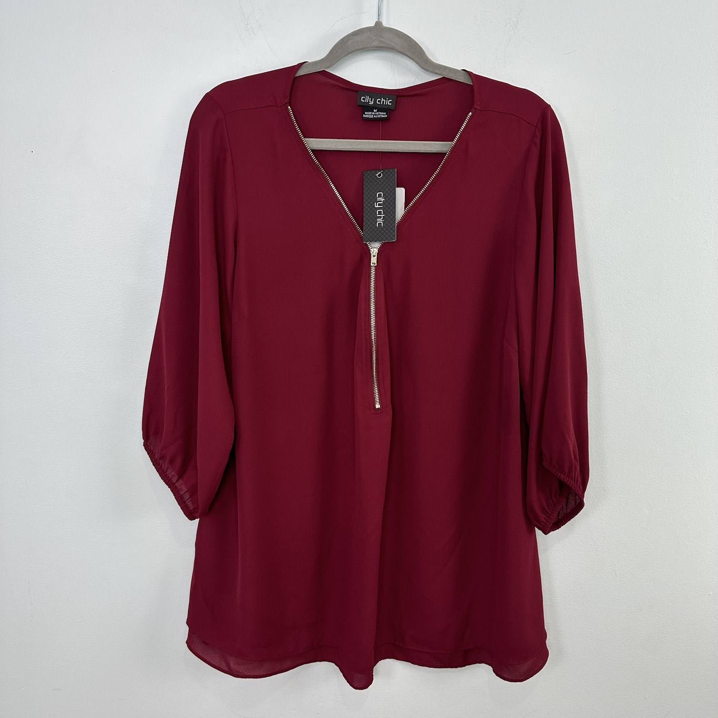 City Chic Sexy Fling Ruby Red Top Size M/18 NWT
