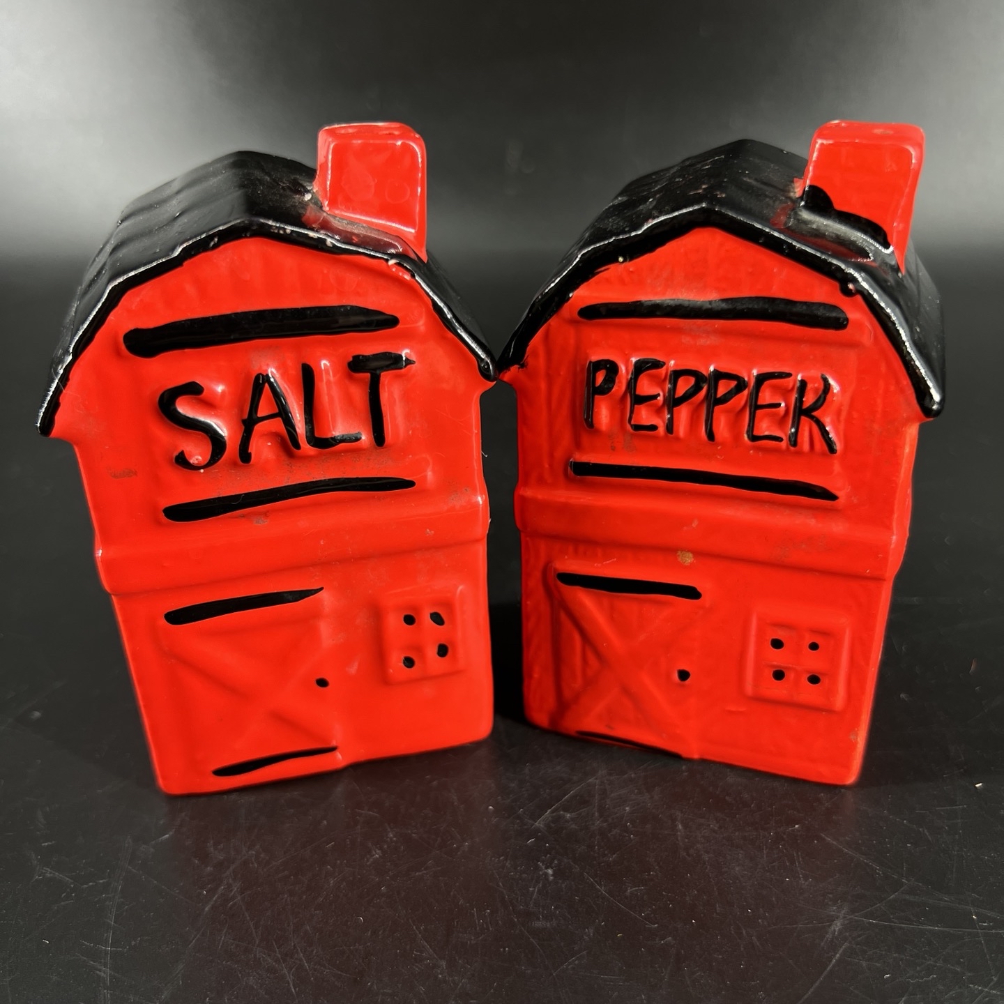 Red Barn Salt Pepper Shakers Japan