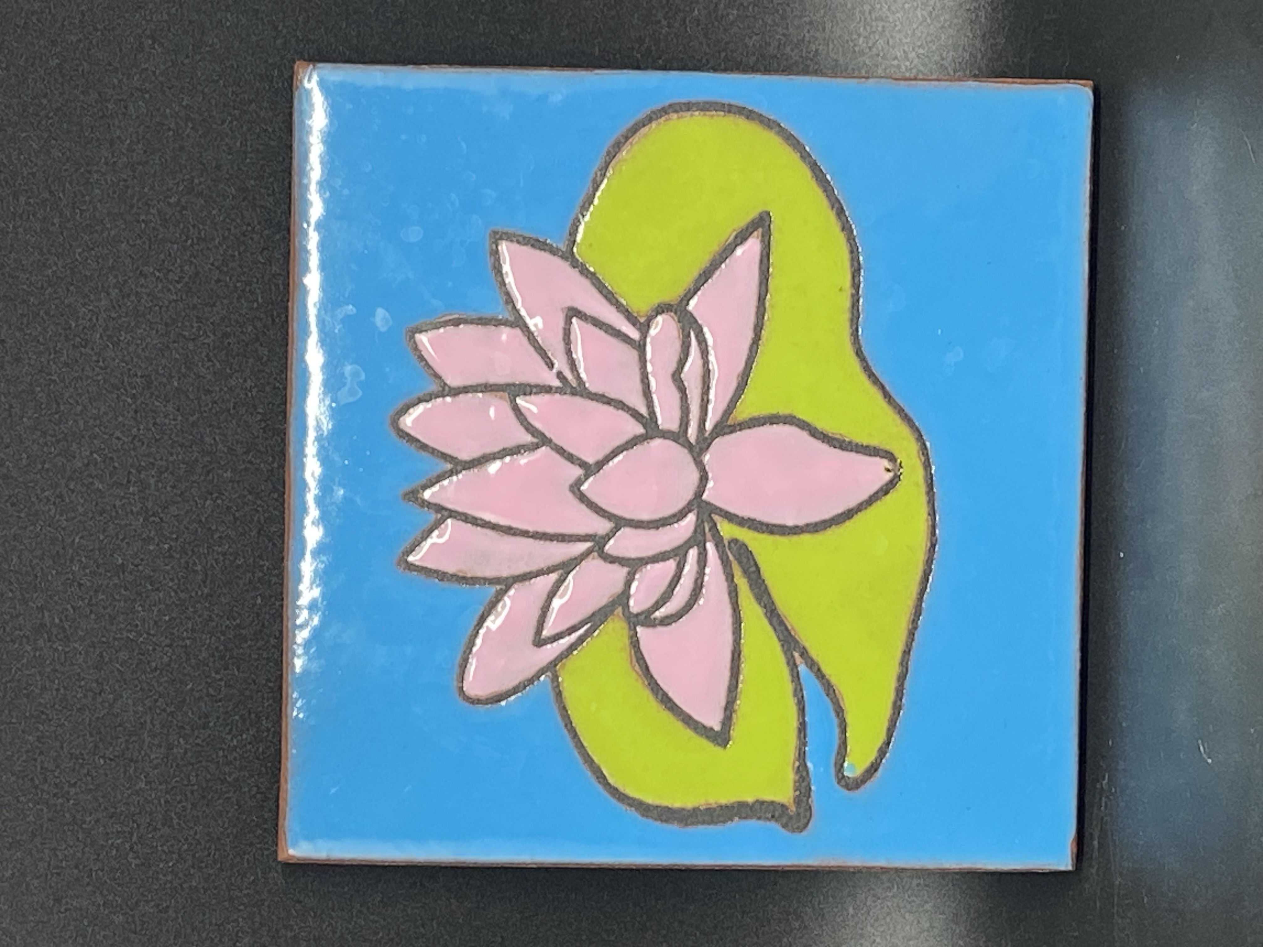 Water Lily Tile Wall Plaque or Trivet, 6" x 6"