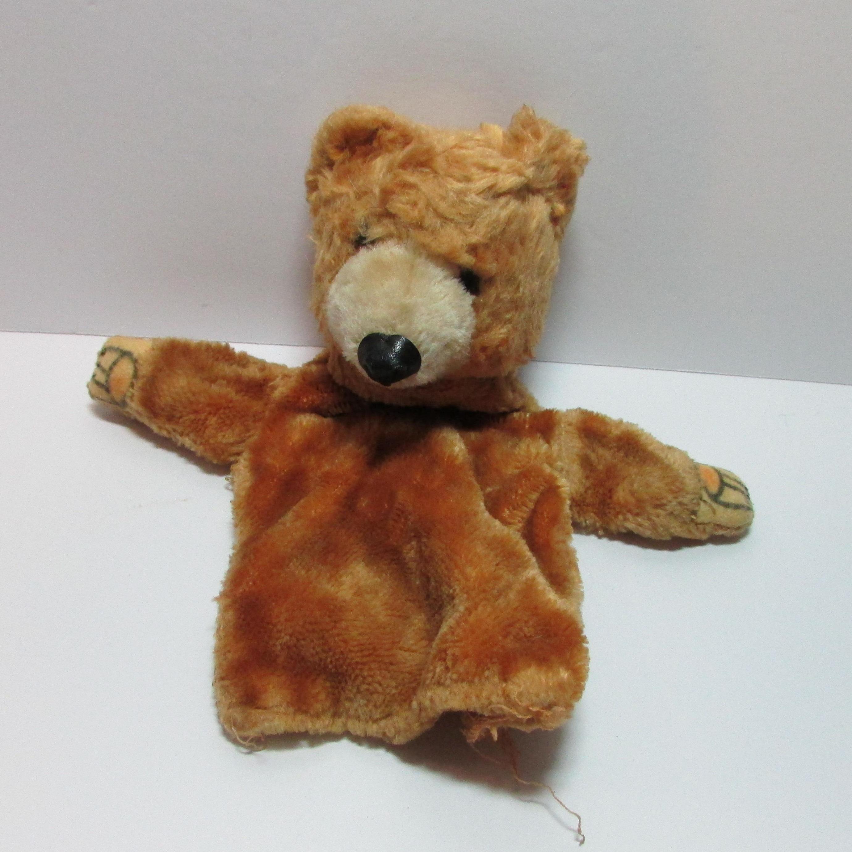 vintage golden brown teddy bear hand puppet