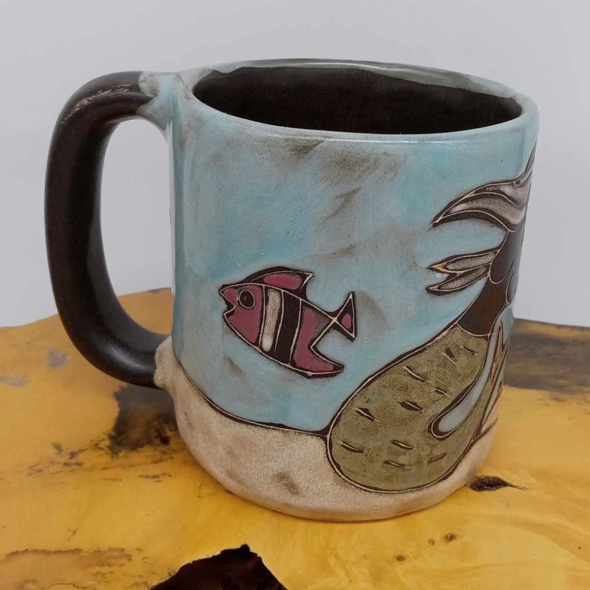 Mexico pottery mug, Mara mermaid mug, fish, coffee, tea