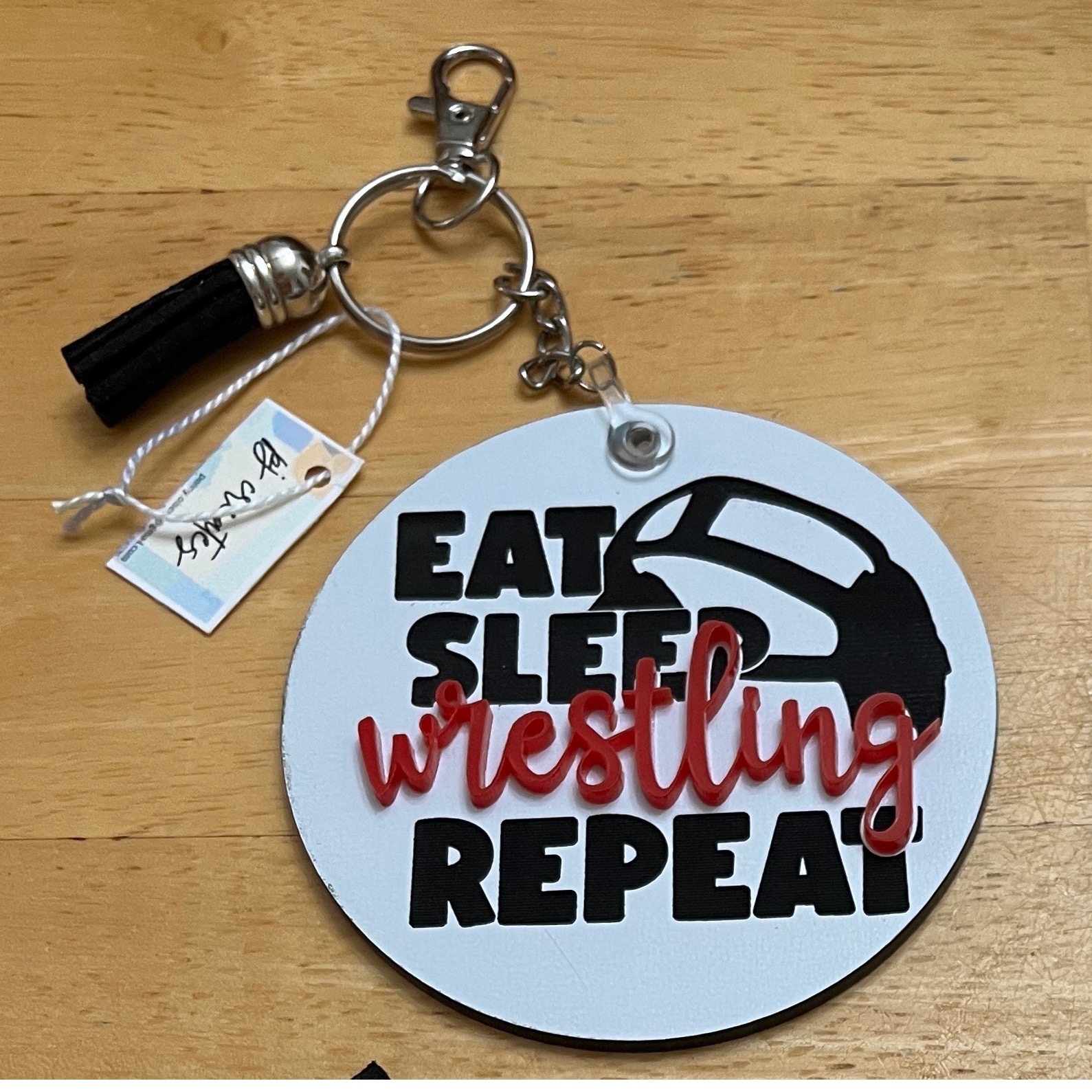Wrestling Keychain with Motivational Charm