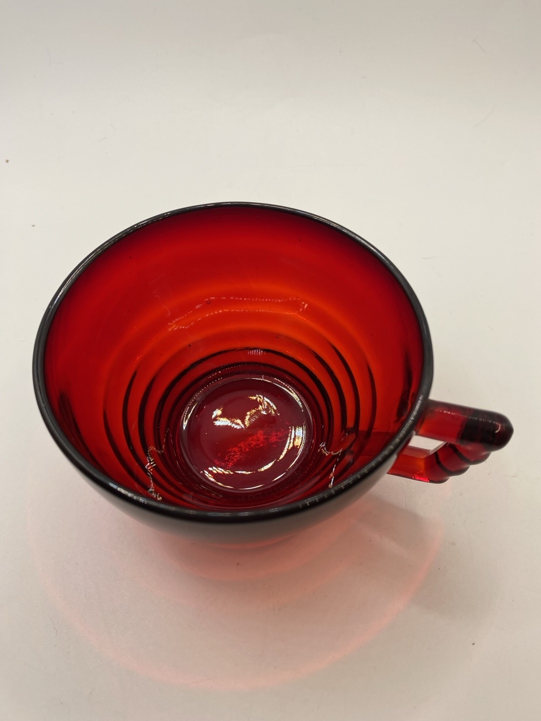 Vintage Paden City Glass, Penny Line Ruby, Ringed Glass Cup