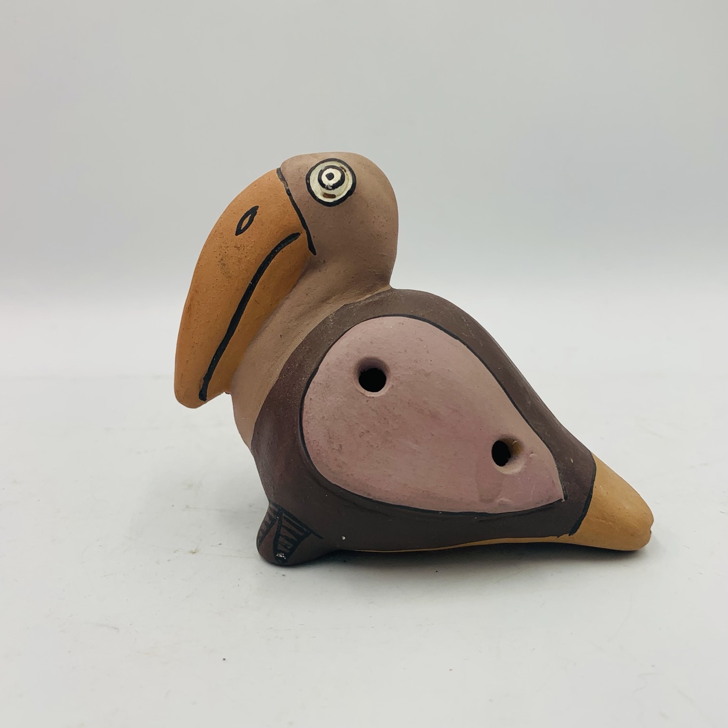 Peru Folk Art Pottery Toucan Bird Whistle