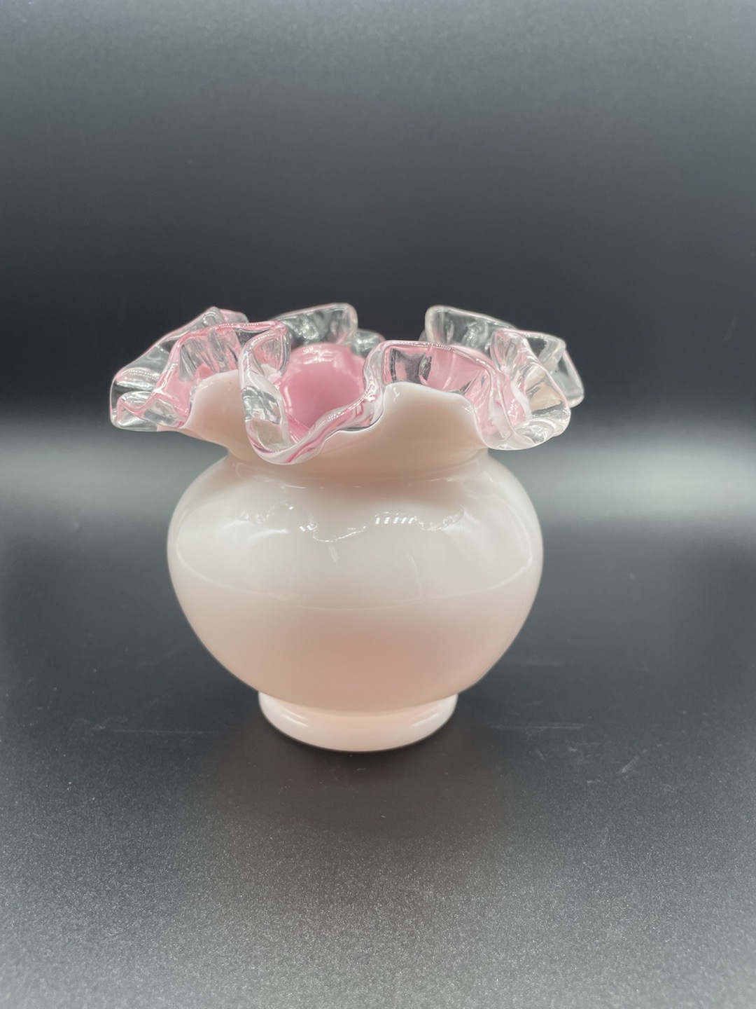 Vintage Fenton Pink Silvercrest Art Glass Vase