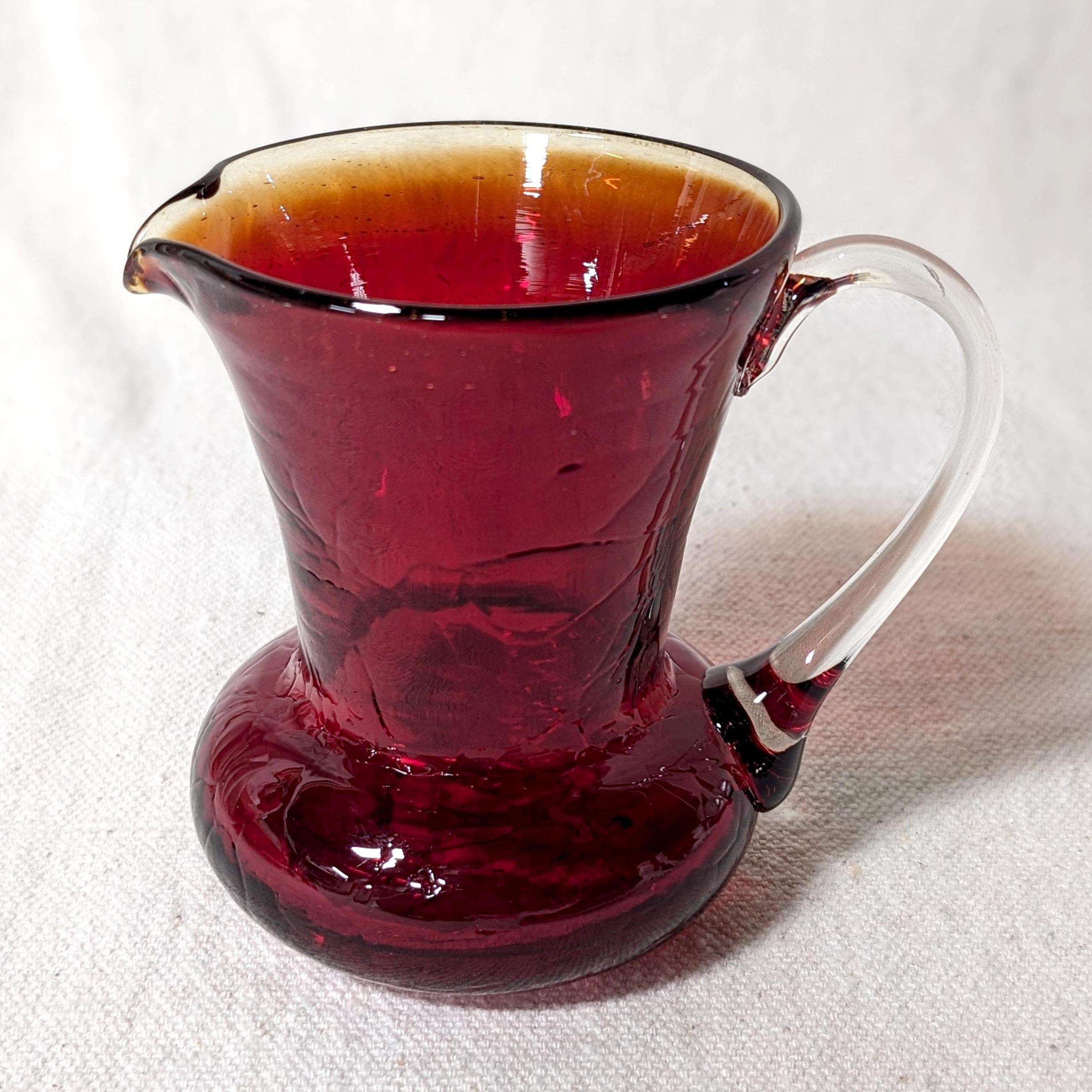 Mini Red Crackle Glass Pitcher